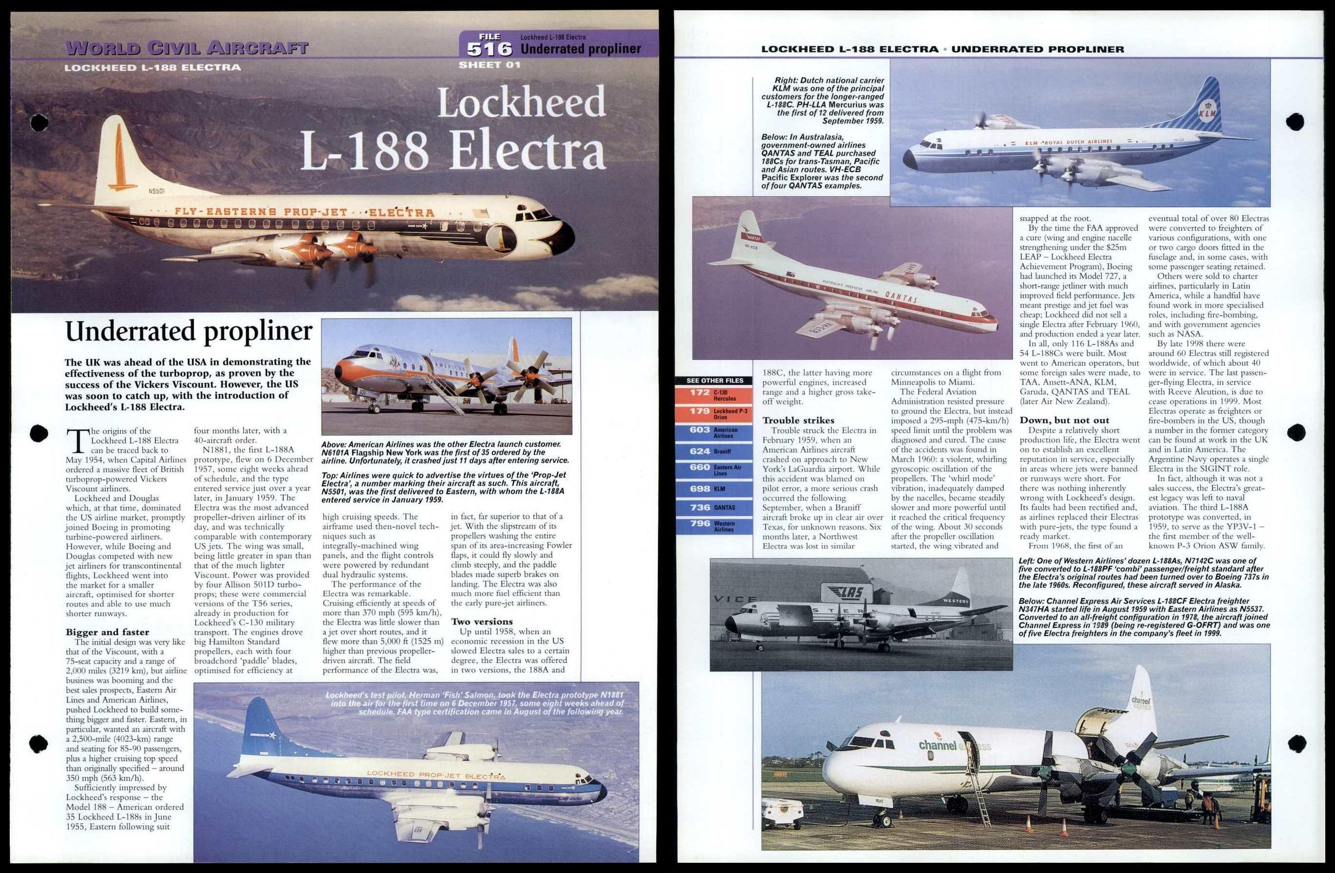 Lockheed L-188 Electra - Civil Aircraft #516 World Aircraft Information ...