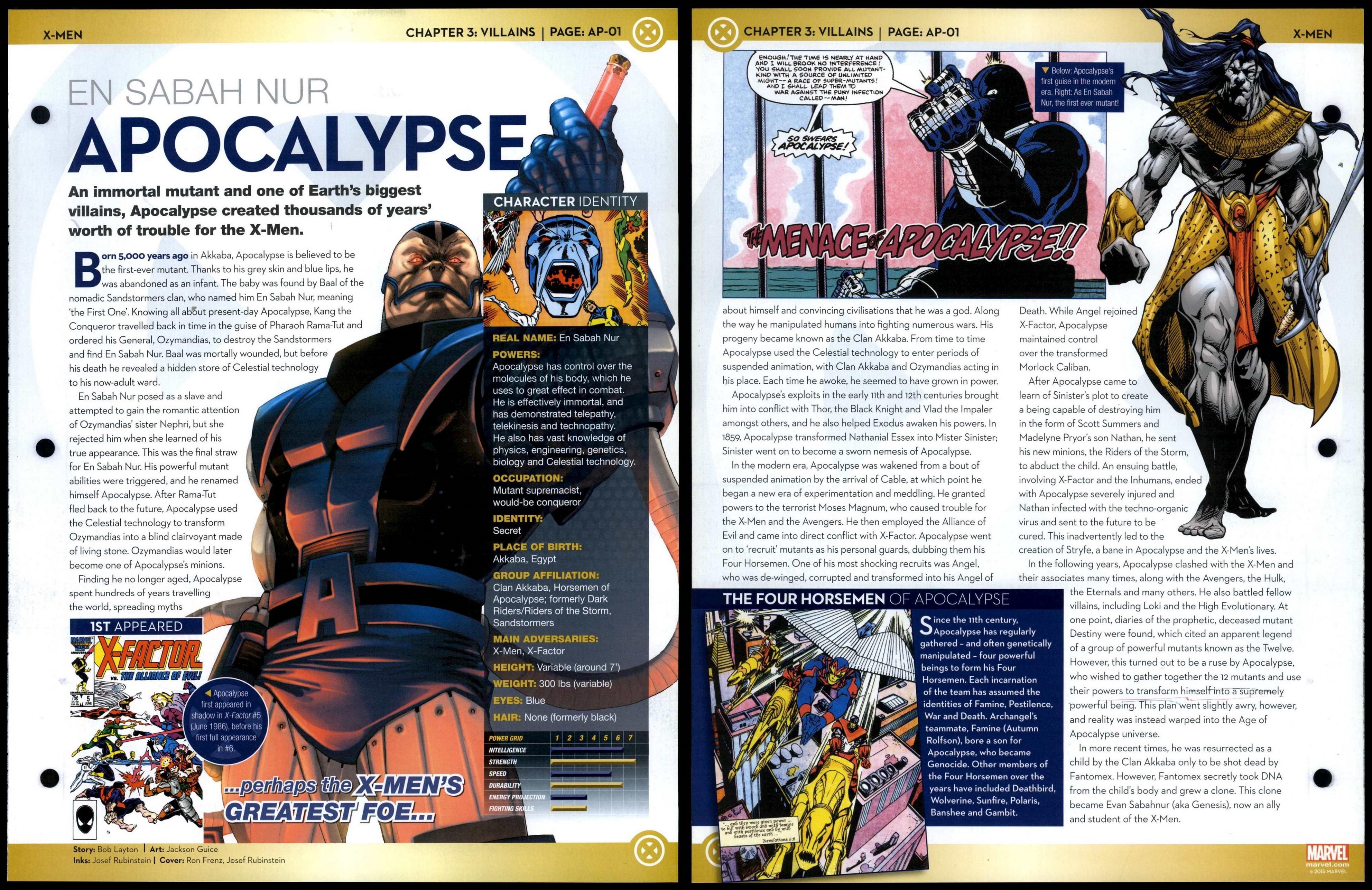 Apocalypse - En Sabah Nur #AP-01 Villains - X-Men Marvel Fact File Page