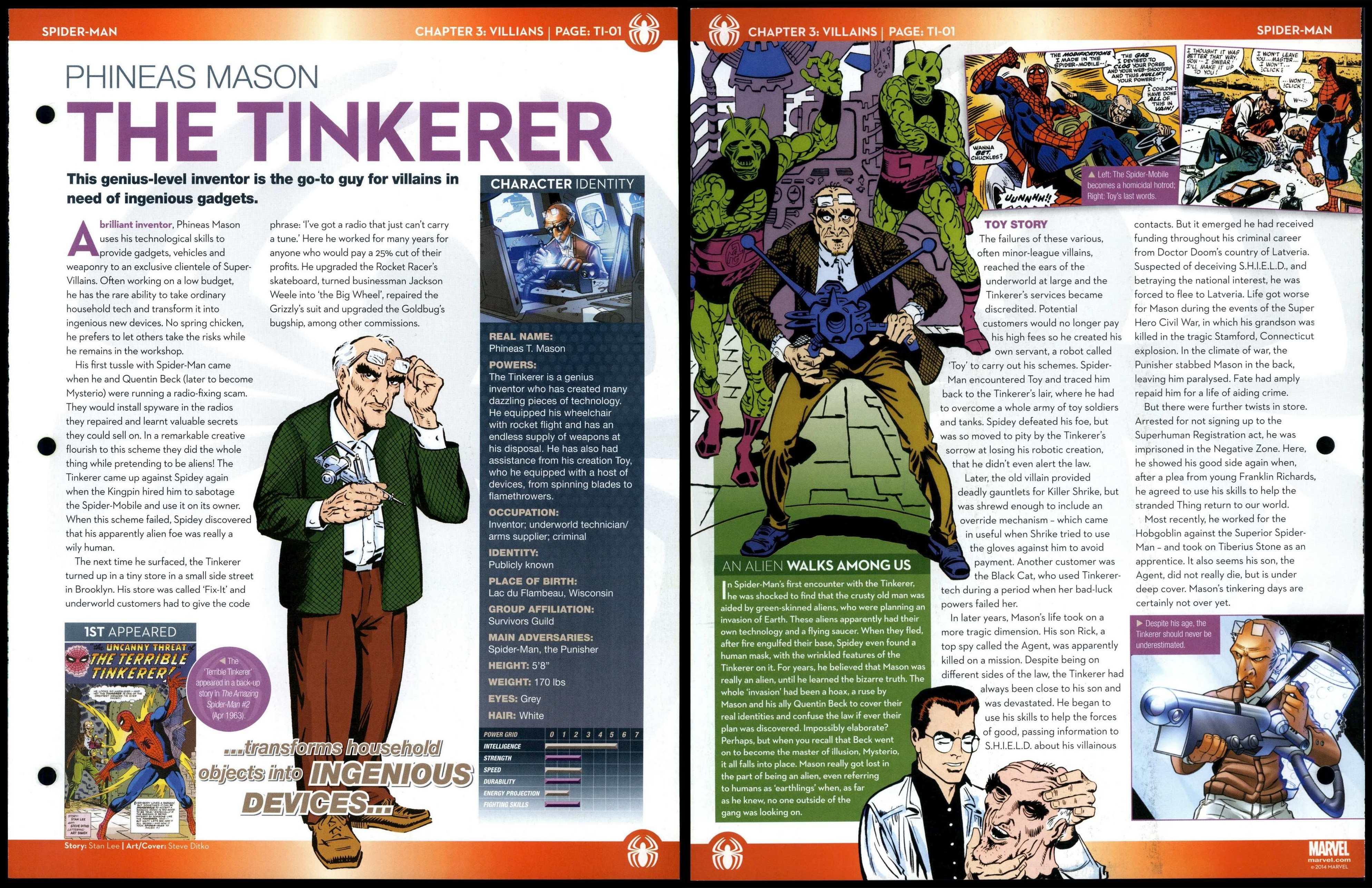 The Tinkerer - Phineas Mason #TI-01 Villains - Spider-Man Marvel Fact ...