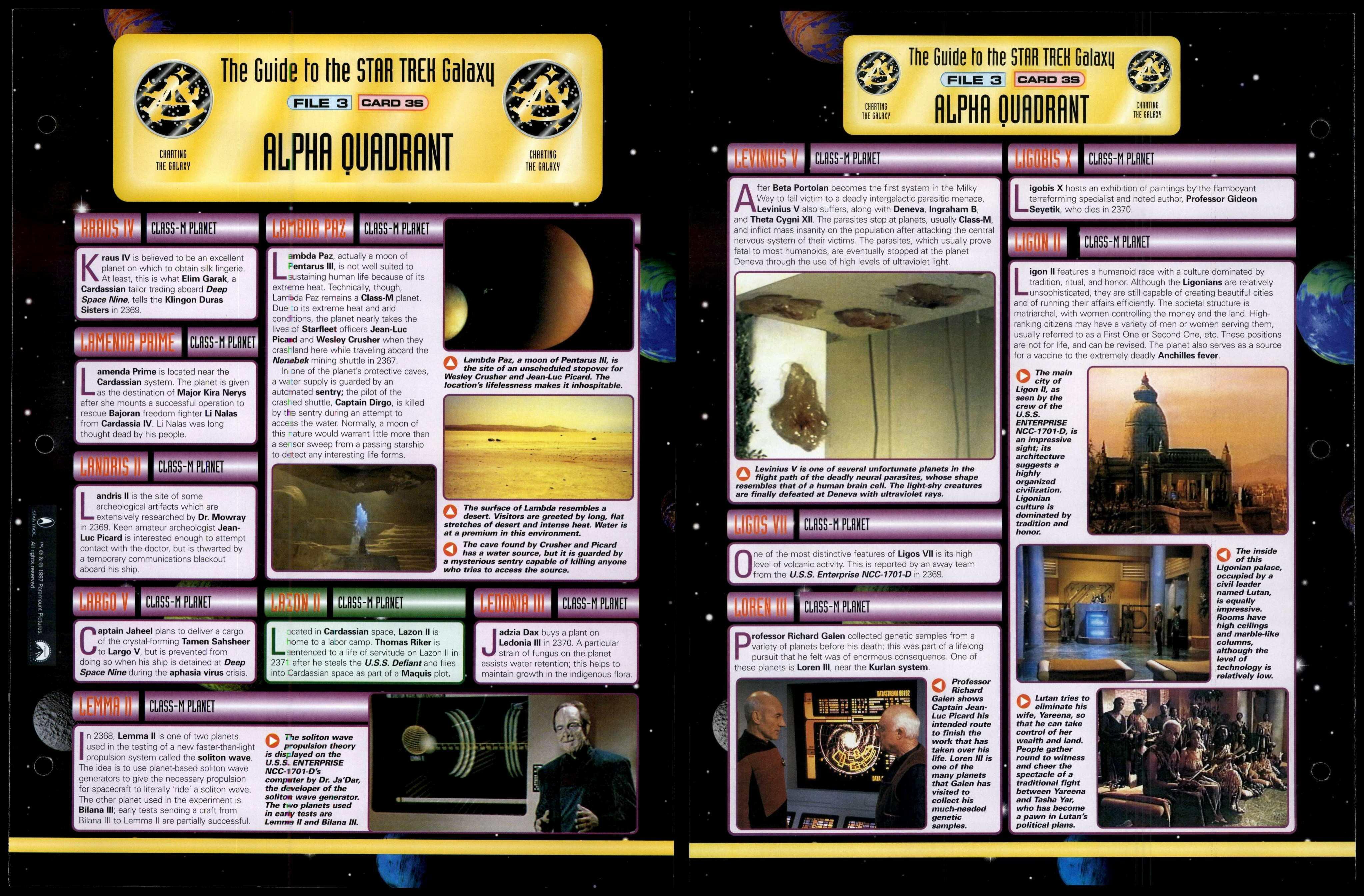 Alpha Quadrant - Card 3S - Charting The Galaxy  - Star Trek Fact File Page