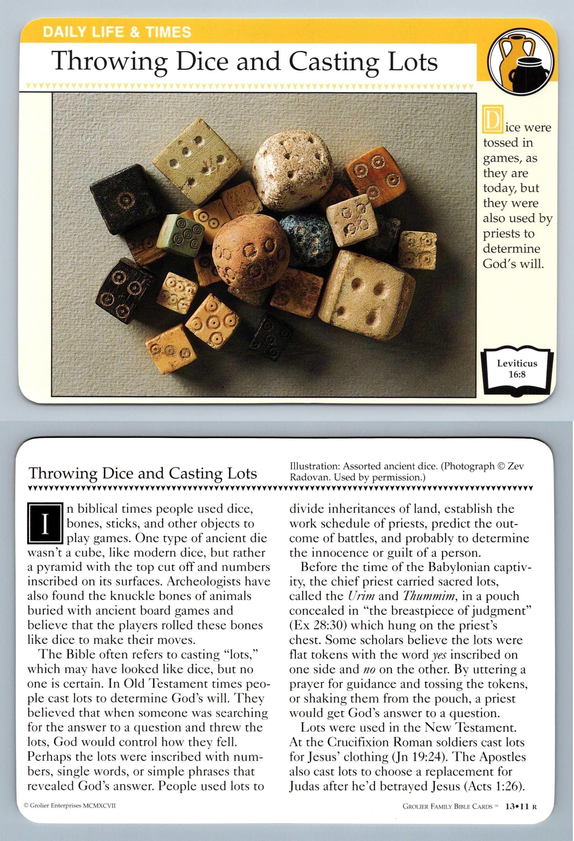 Throwing Dice & Casting Lots #13.11 Life - Family Bible 1994-2001 ...