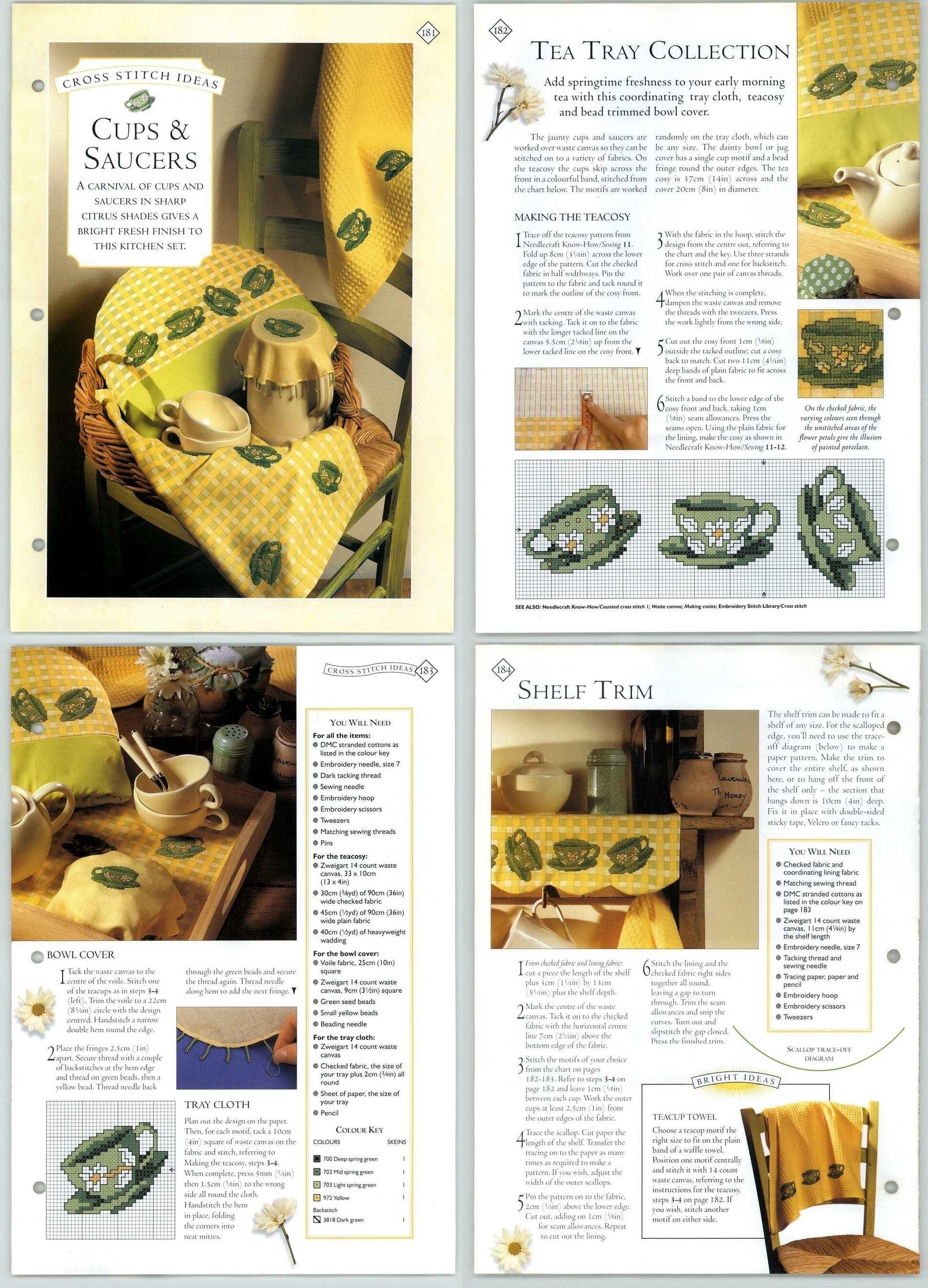Cups & Saucers #181-184 Cross Stitch Ideas - Needlecraft Magic 2 Page ...