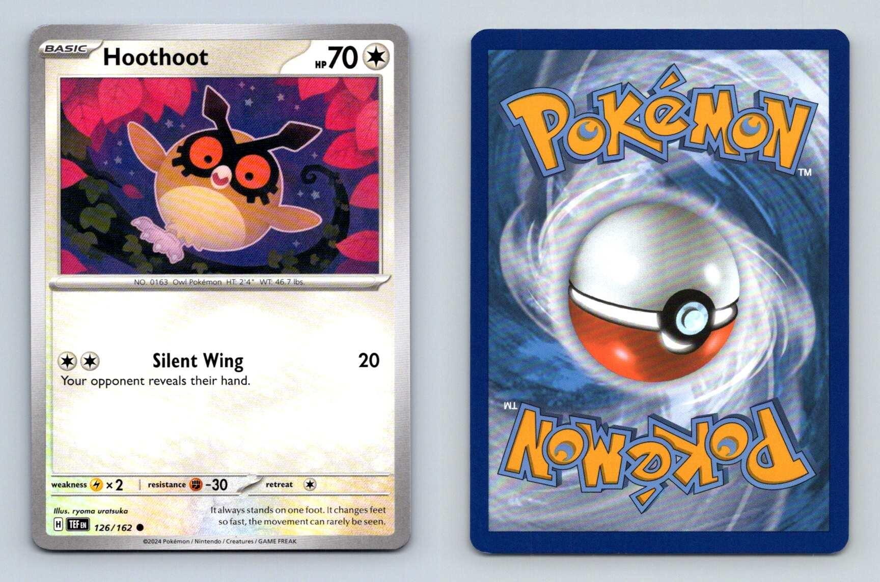 Hoothoot #126/162 Scarlet & Violet Temporal Forces 2024 Pokemon Common TCG Card