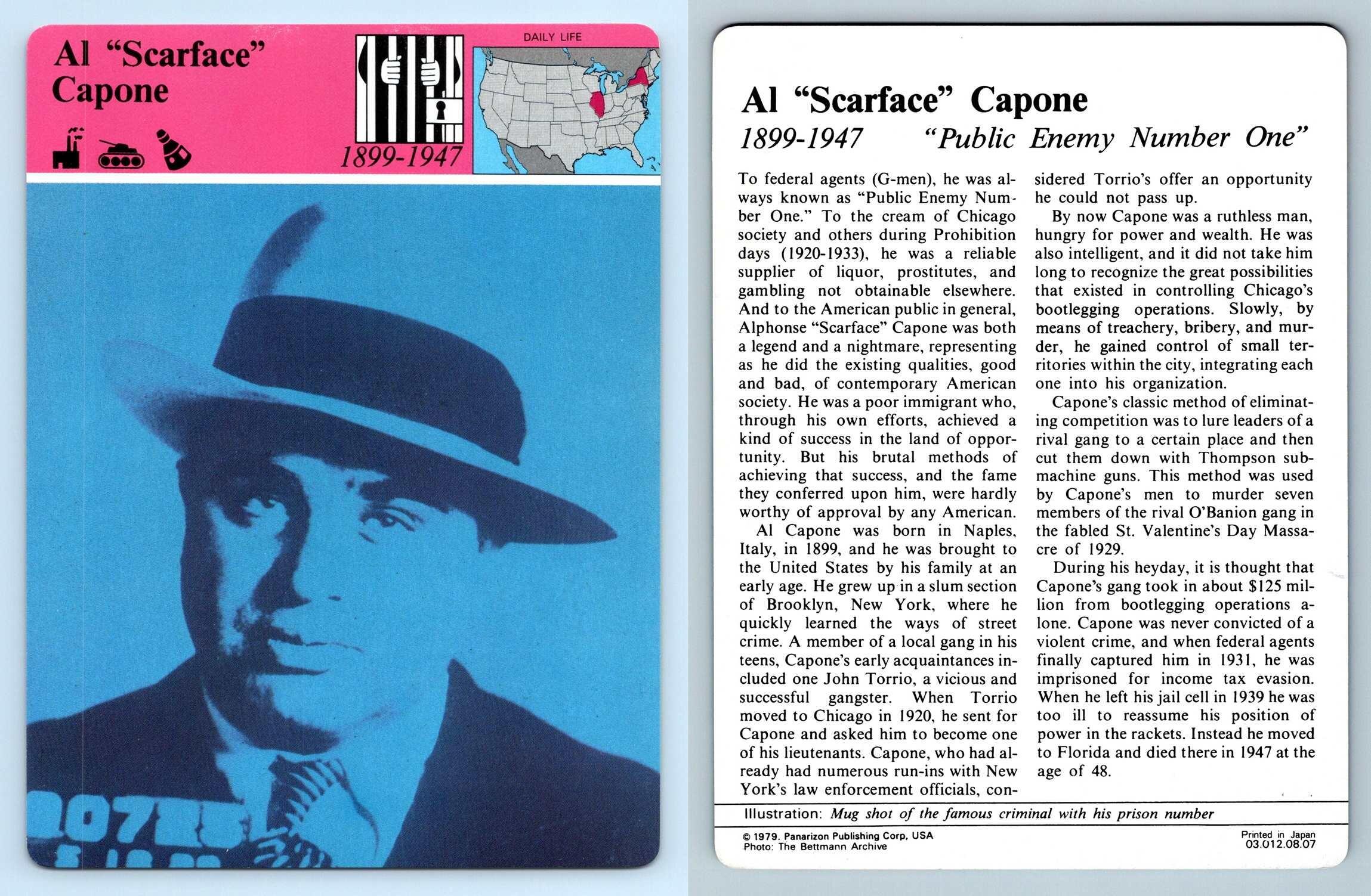 Al "Scarface" Capone - Daily Life - Story Of America - Panarizon Card