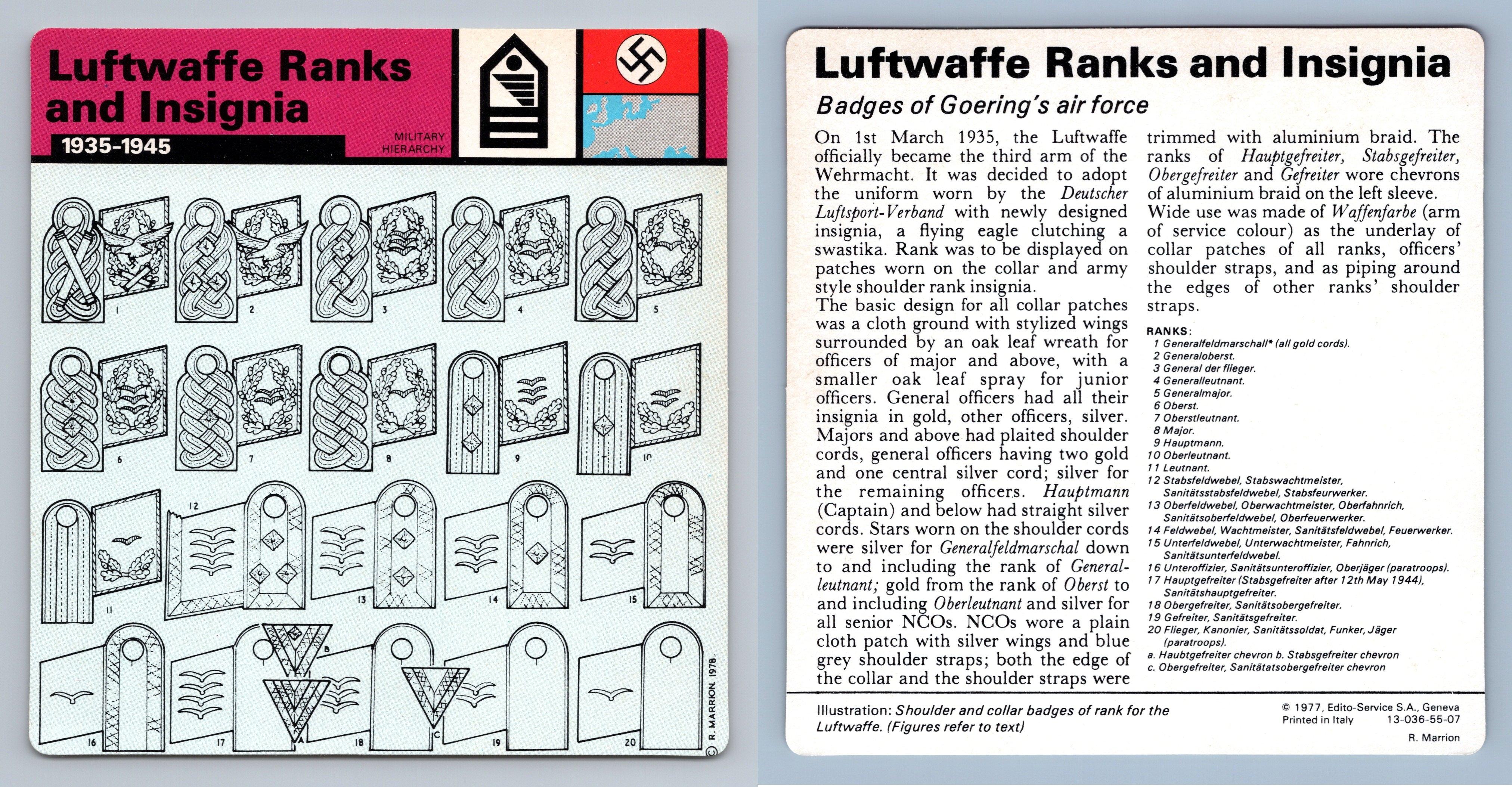 Luftwaffe Ranks & Insignia - 1935-45 - Military - WW2 Edito-Service SA ...