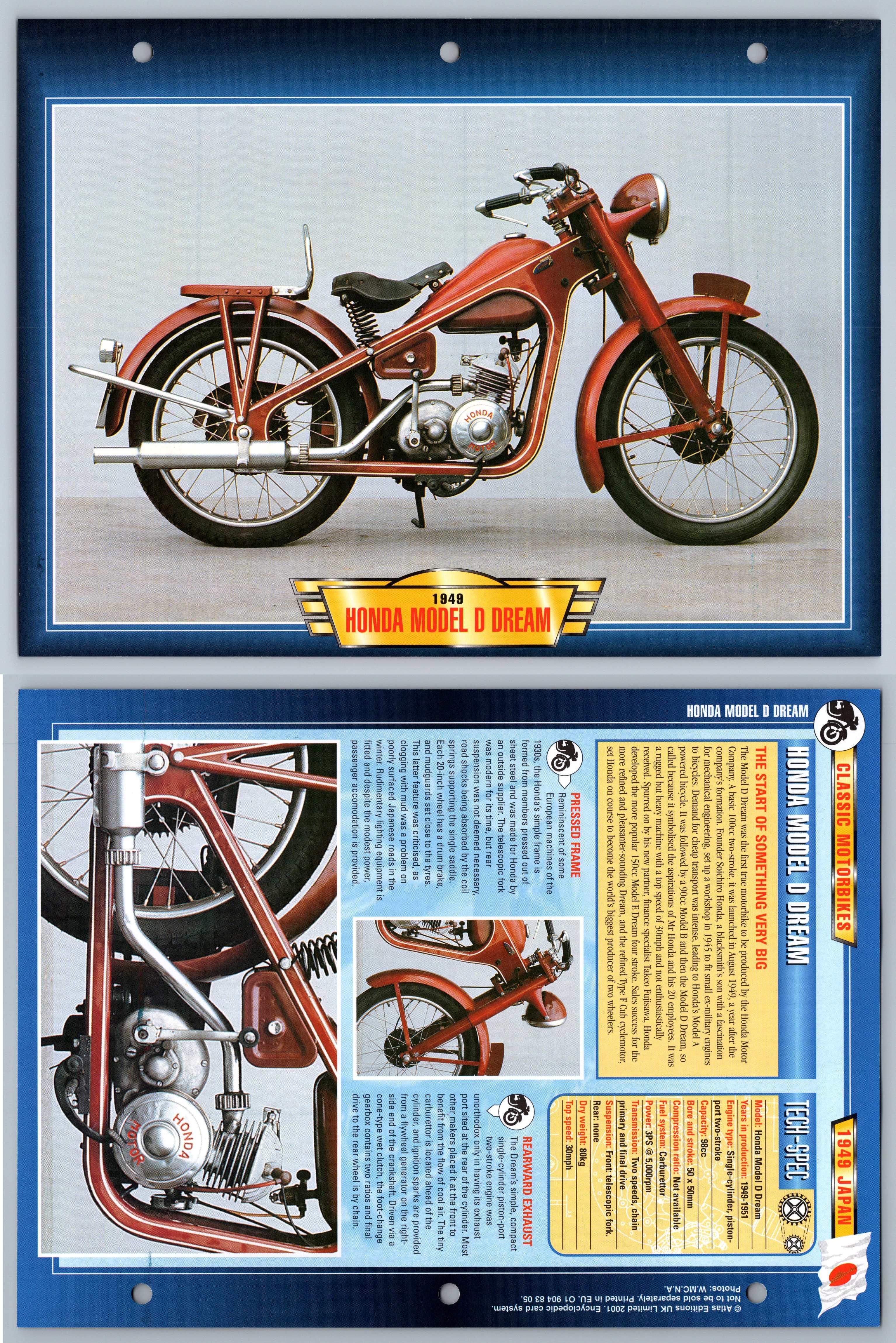 Honda Model D Dream - 1949 - Classic Motorbikes - Atlas Motorbike Fact ...