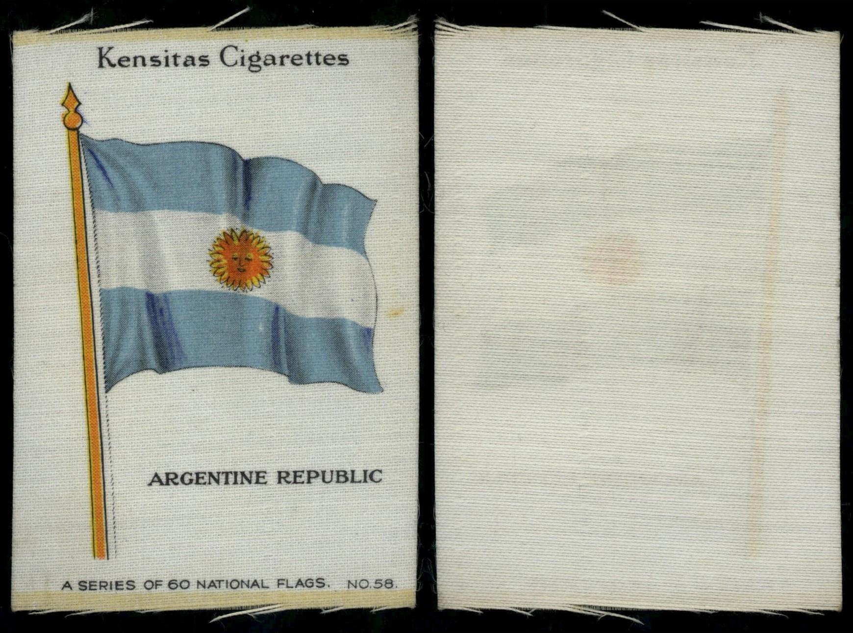 Argentine Republic #58 National Flags 1934 Wix Kensitas Cigarettes Silk