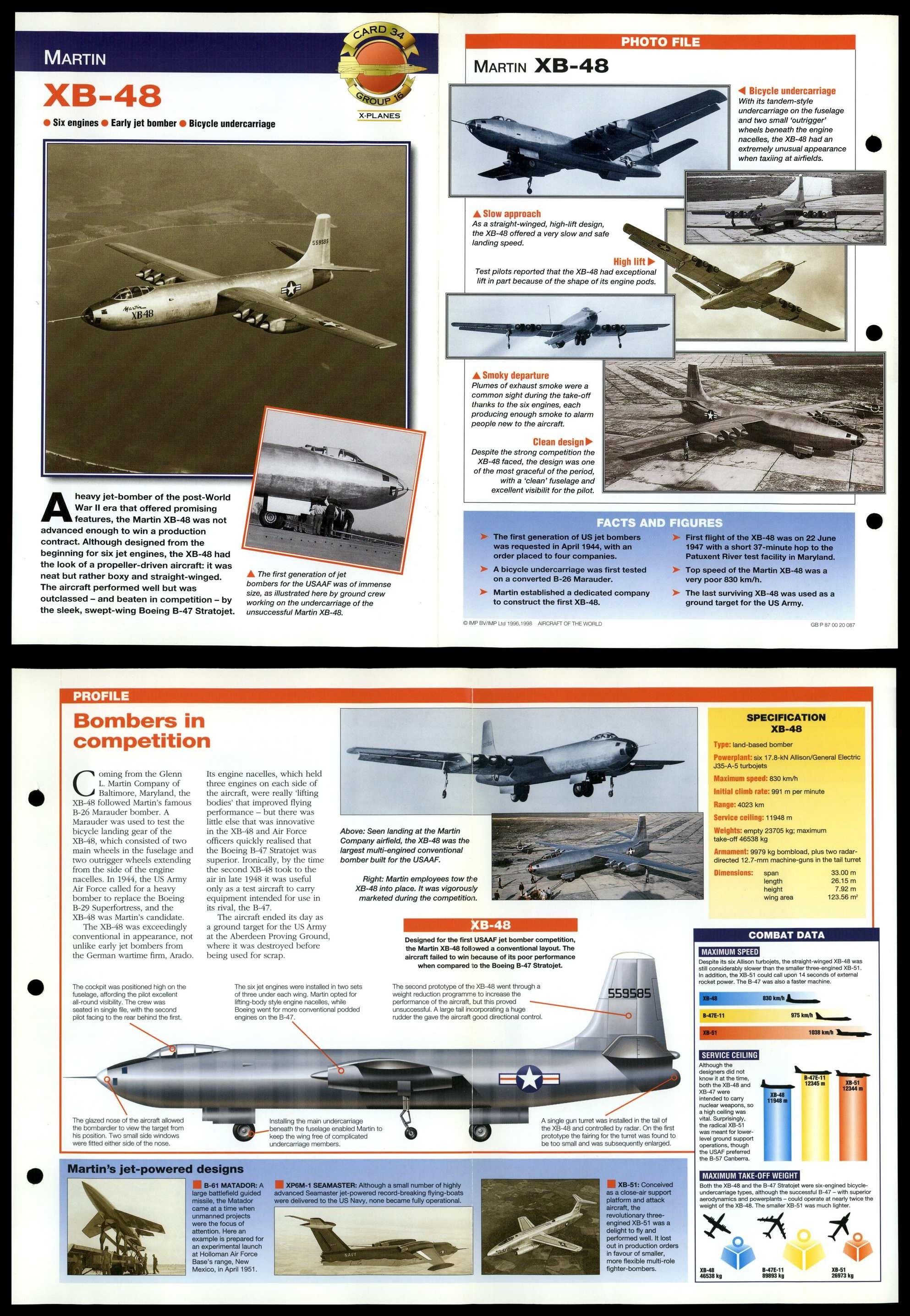 XB-48 #34 X-Planes Aircraft Of The World Fold-Out Card