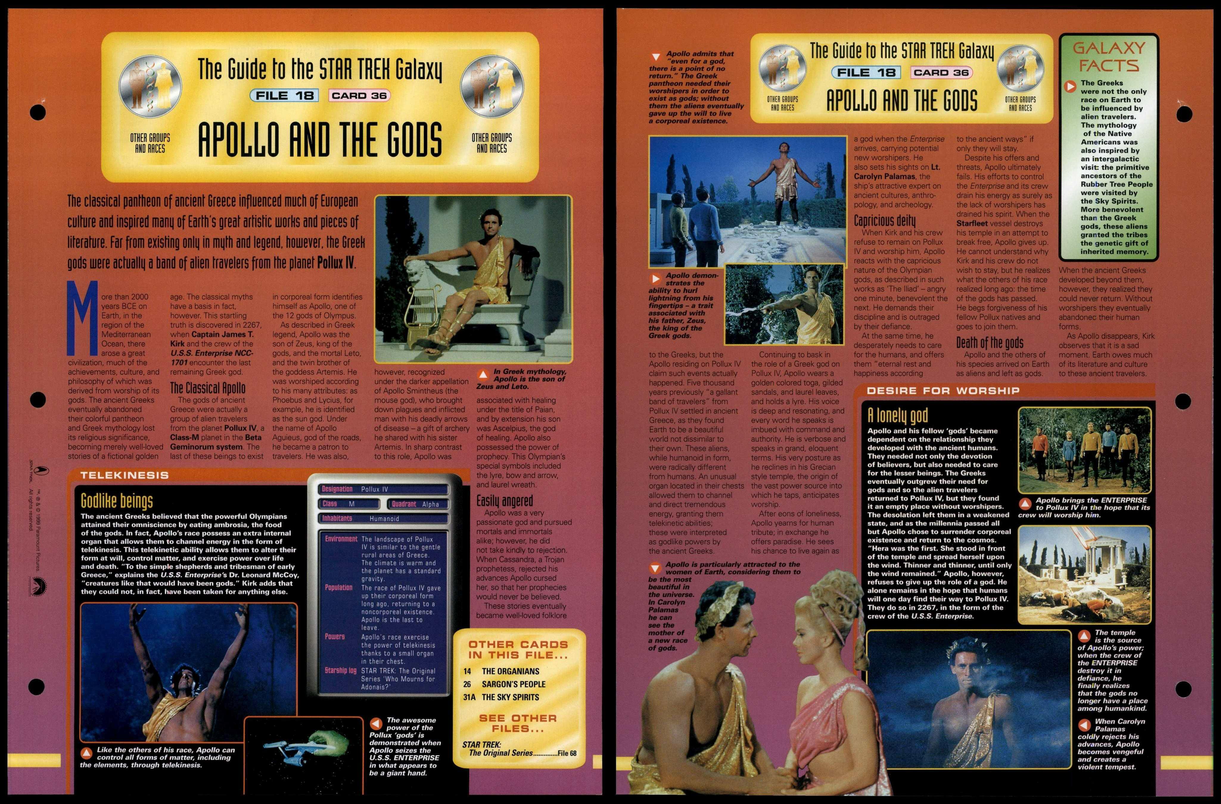 Apollo & The Gods - Other Groups & Races - Star Trek Fact File Page