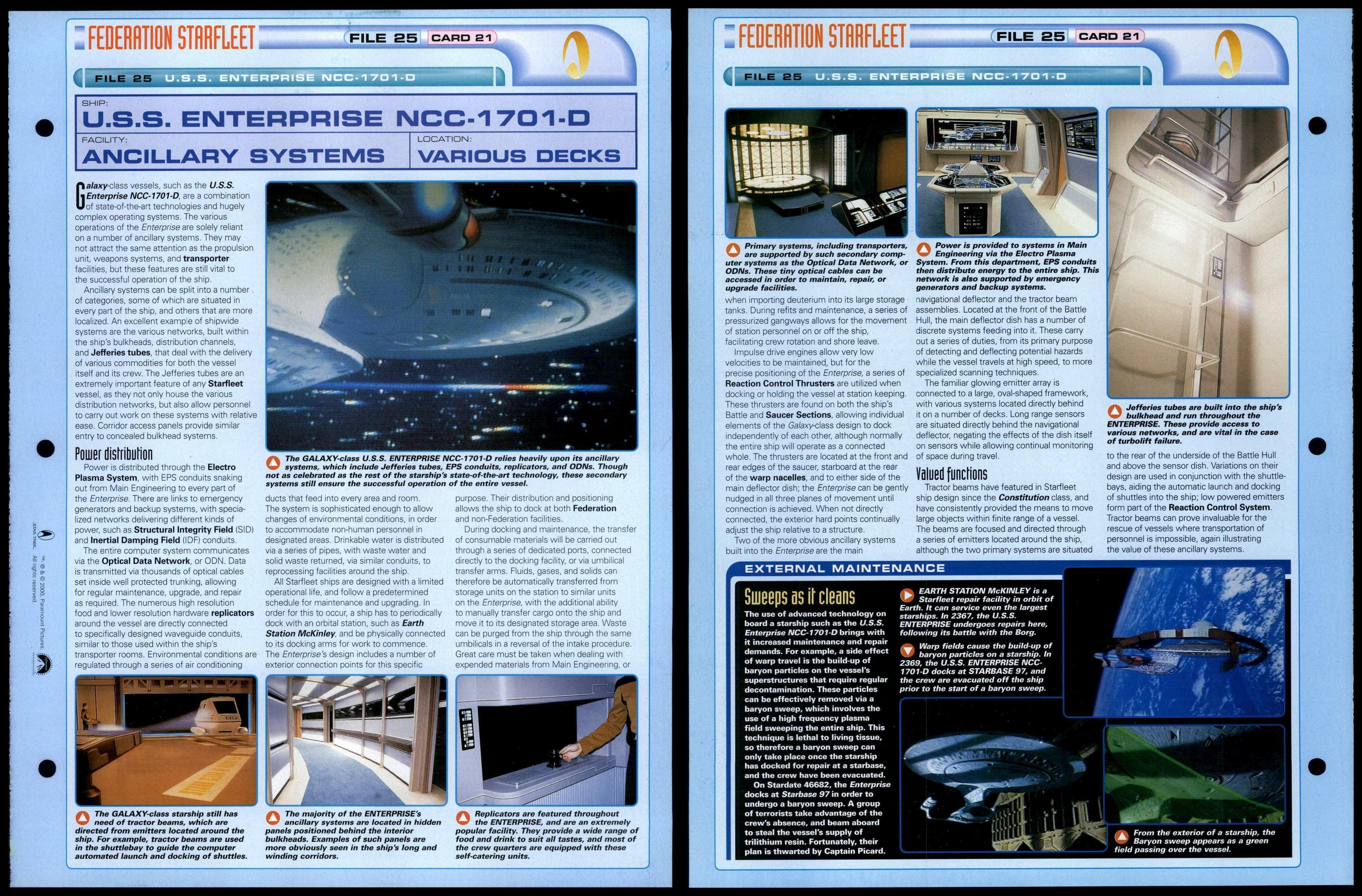 Ancillary Systems - USS Enterprise NCC-1701-D - Star Trek Fact File Page