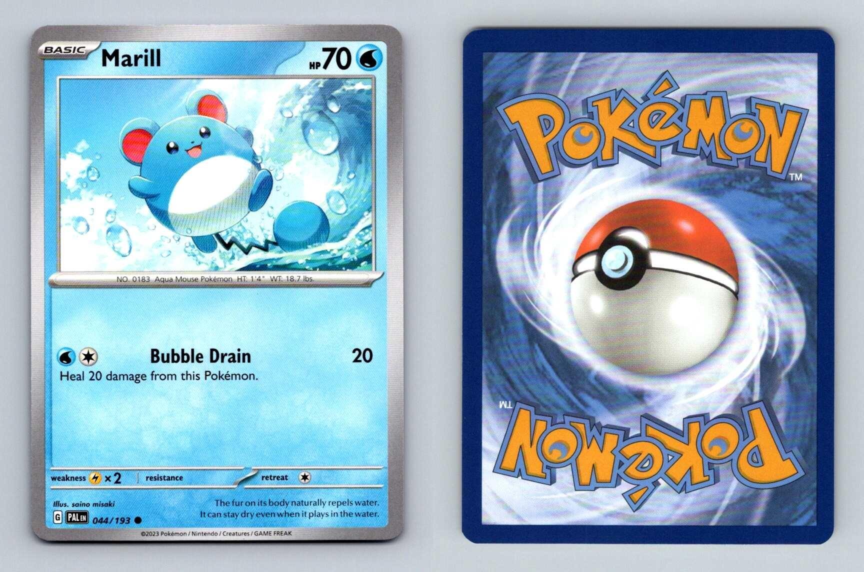 Marill #44 SV Paldea Evolved Common Pokemon 2023 TCG Card