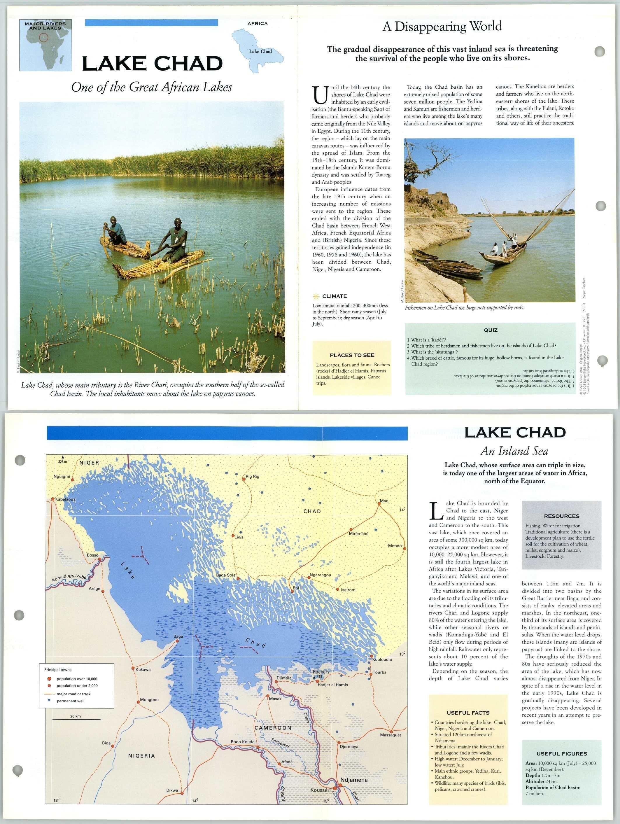 Lake Chad - Rivers & Lakes - Atlas Of The World - Fact File Fold-Out Page