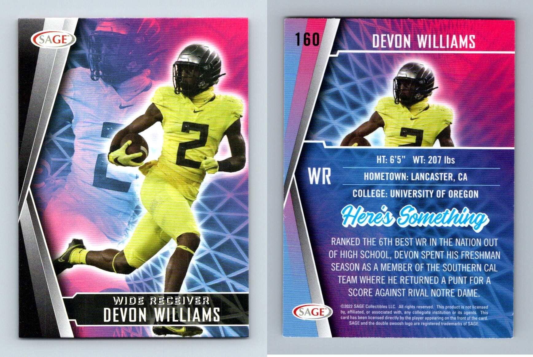 Devon Williams #160 Sage High Series Football 2022 Trading Card