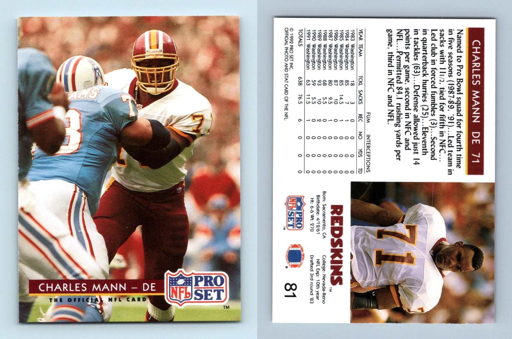 Charles Mann #81 NFL Pro Set 1992 Series 1 Trading Card