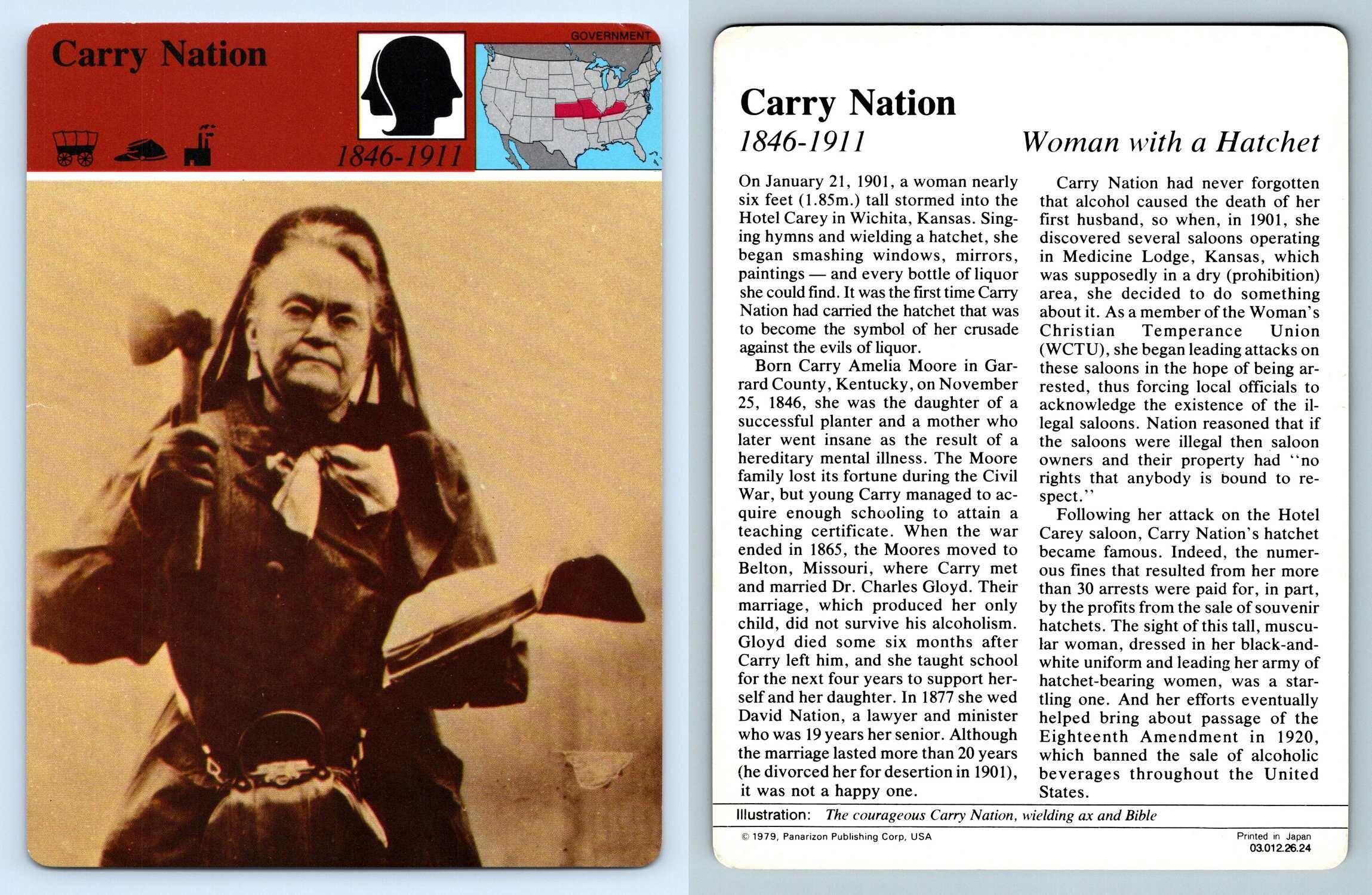 Carry Nation - Government - Story Of America - Panarizon Card