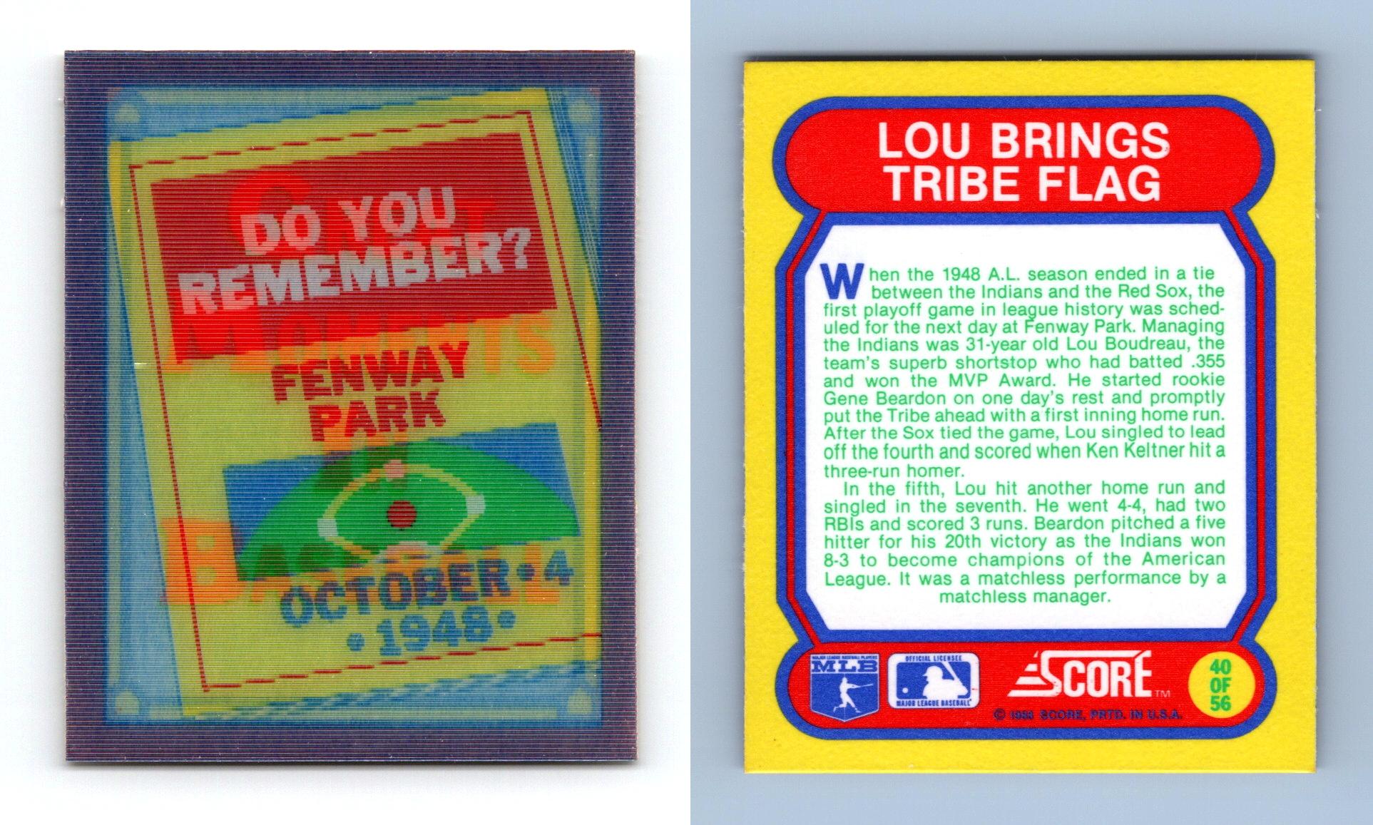 Lou Brings Tribe Flag #40 Score 1988 Baseball Magic Motion Trivia Card