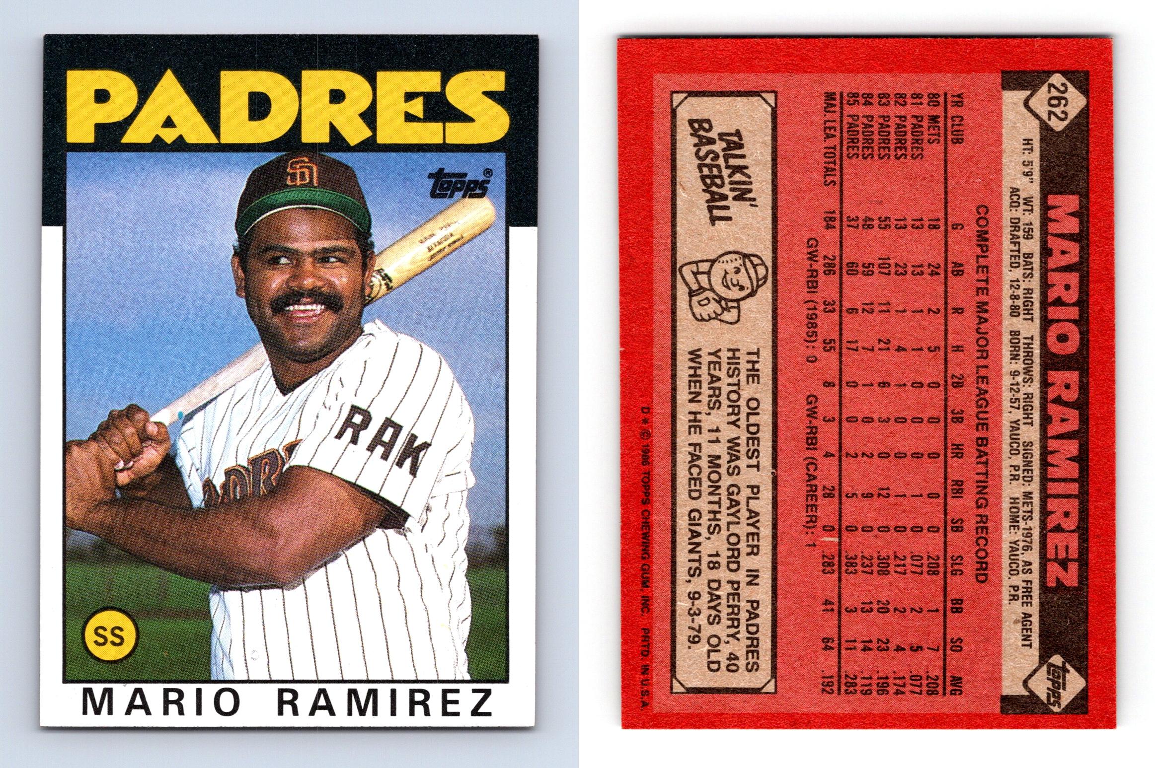 Mario Ramirez - Padres #262 Topps 1986 Baseball Trading Card