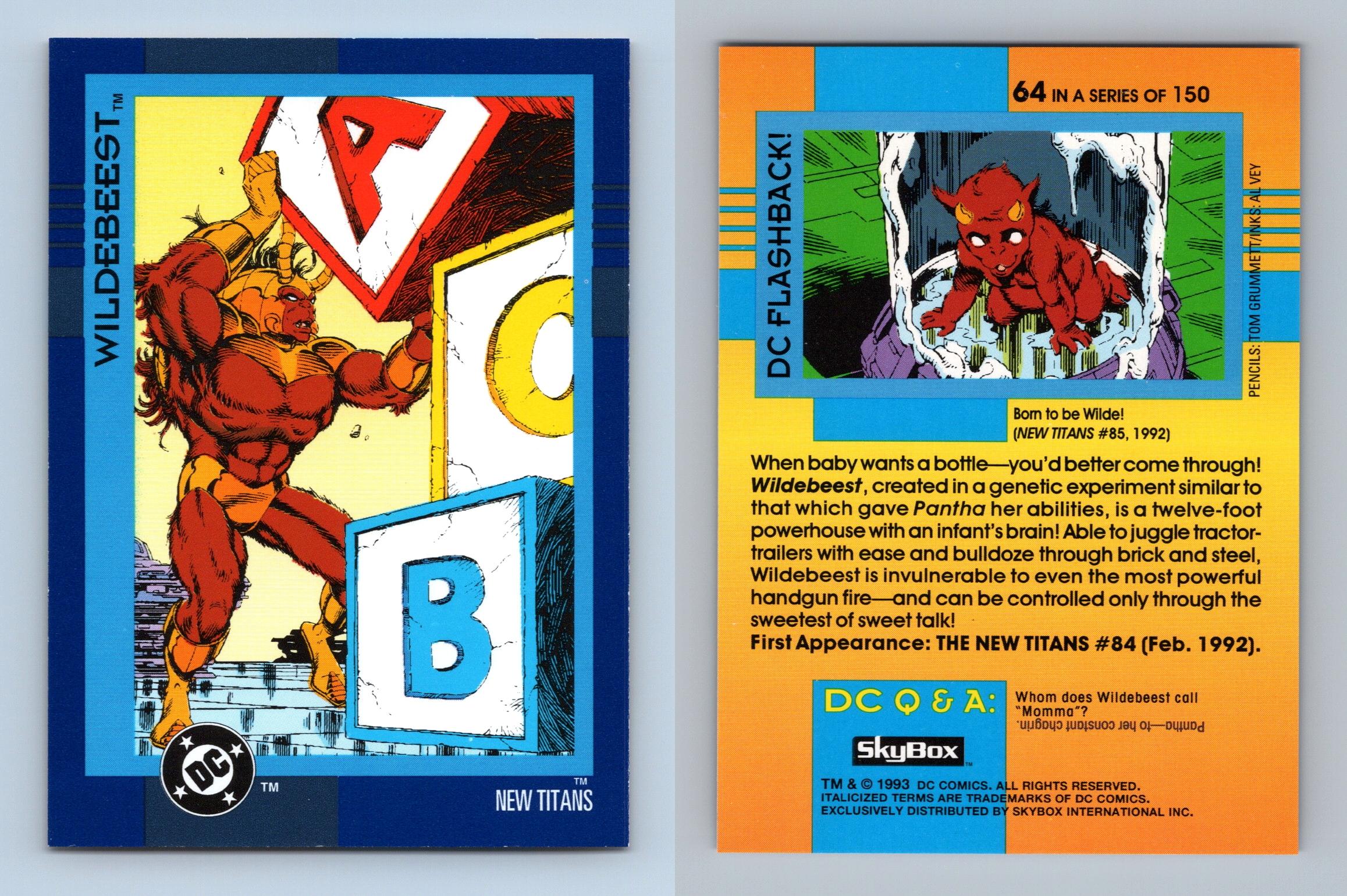 Wildebeest #64 DC Cosmic Teams 1993 Skybox Trading Card