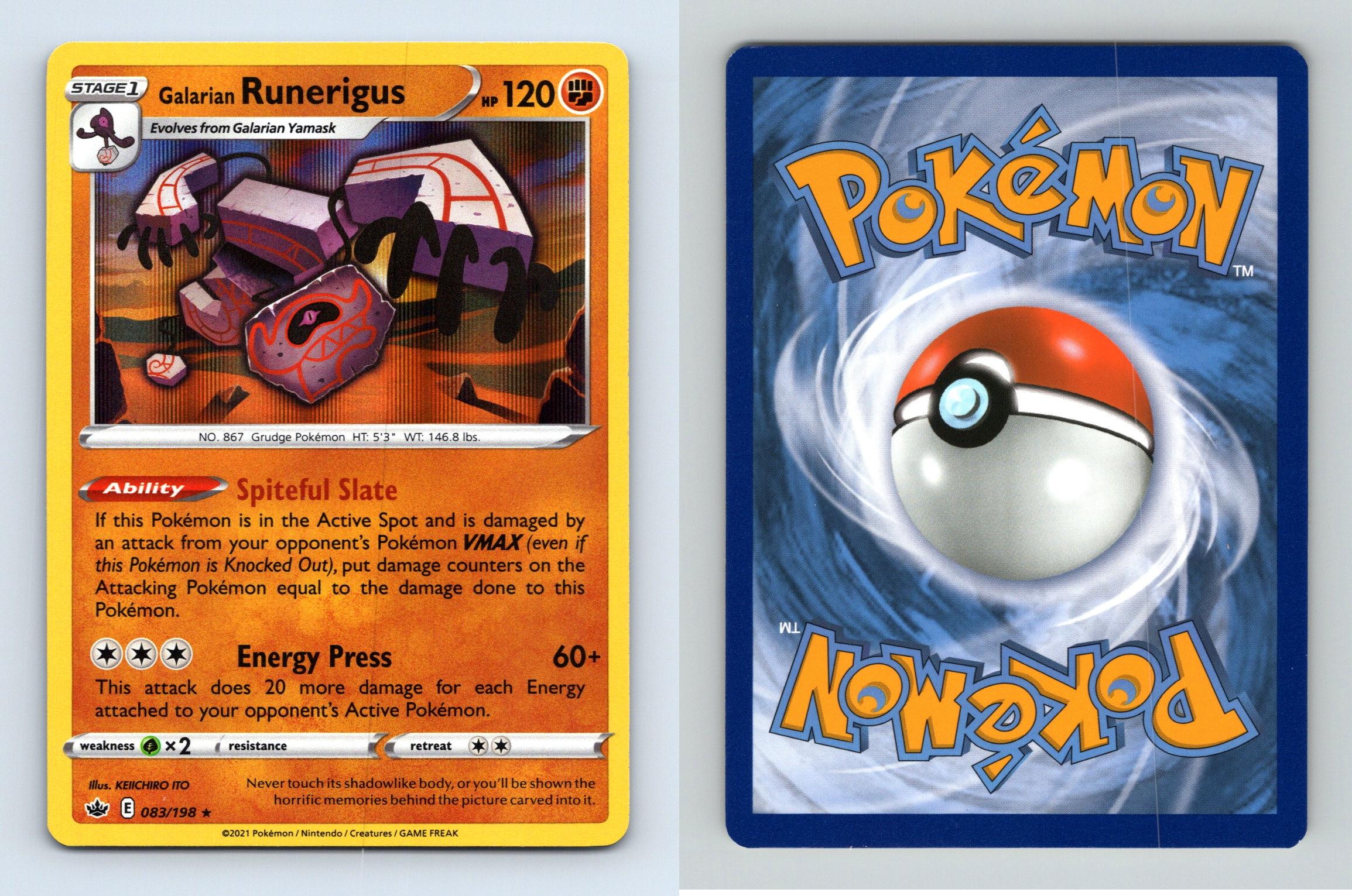 Glarian Runerigus #83/198 - SWSH Chilling Reign Rare Holo Pokemon 2021 ...