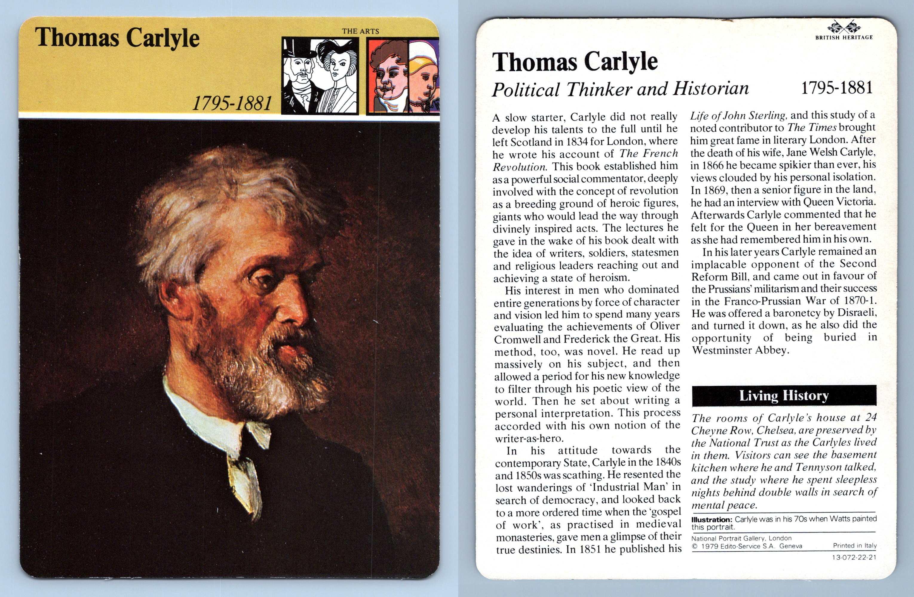 Thomas Carlyle - The Arts - British Heritage Edito-Service SA 1979 Card