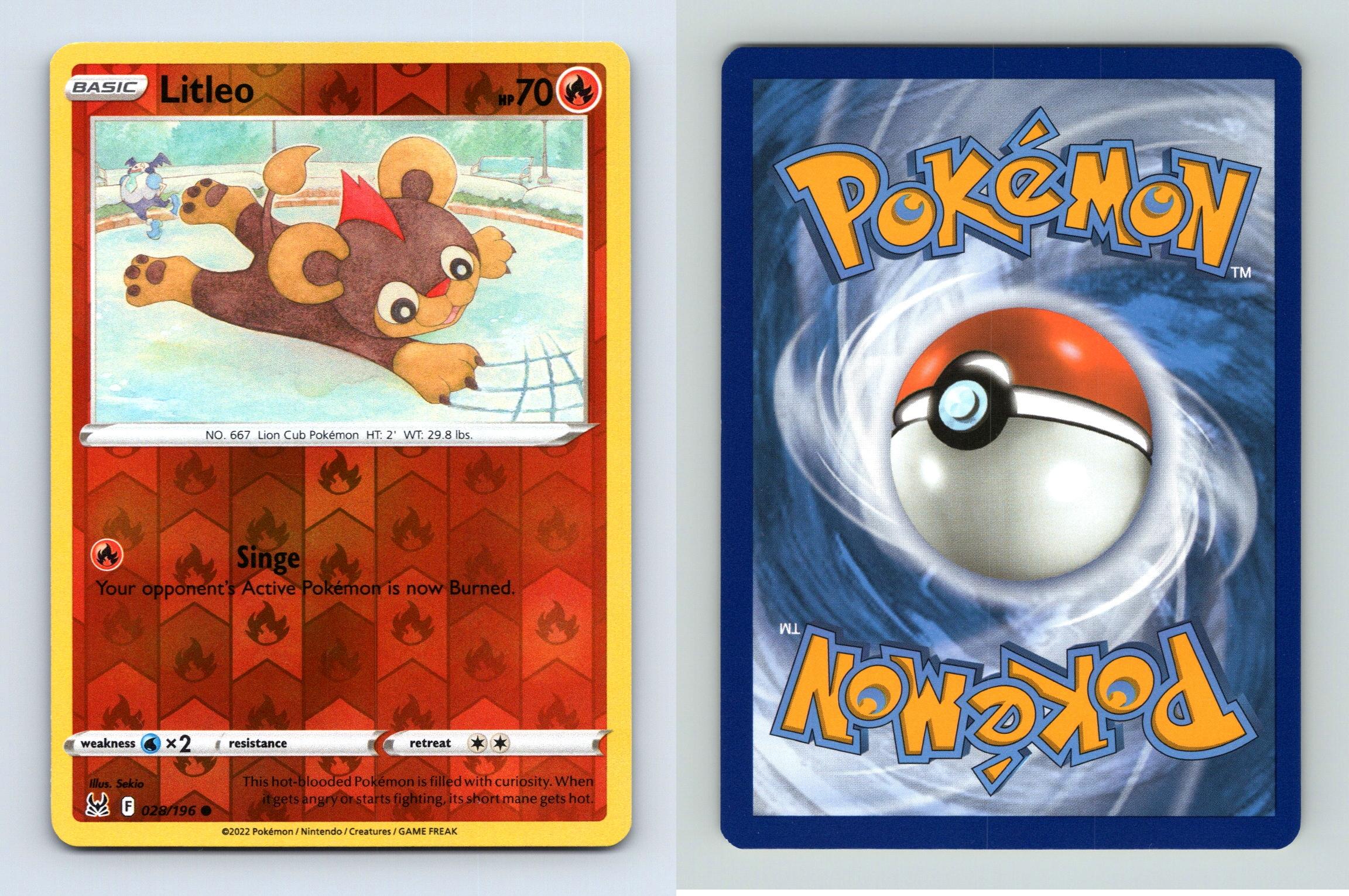 Litleo #28/196 SWSH Lost Origin Reverse Holo Common Pokemon 2022 TCG Card