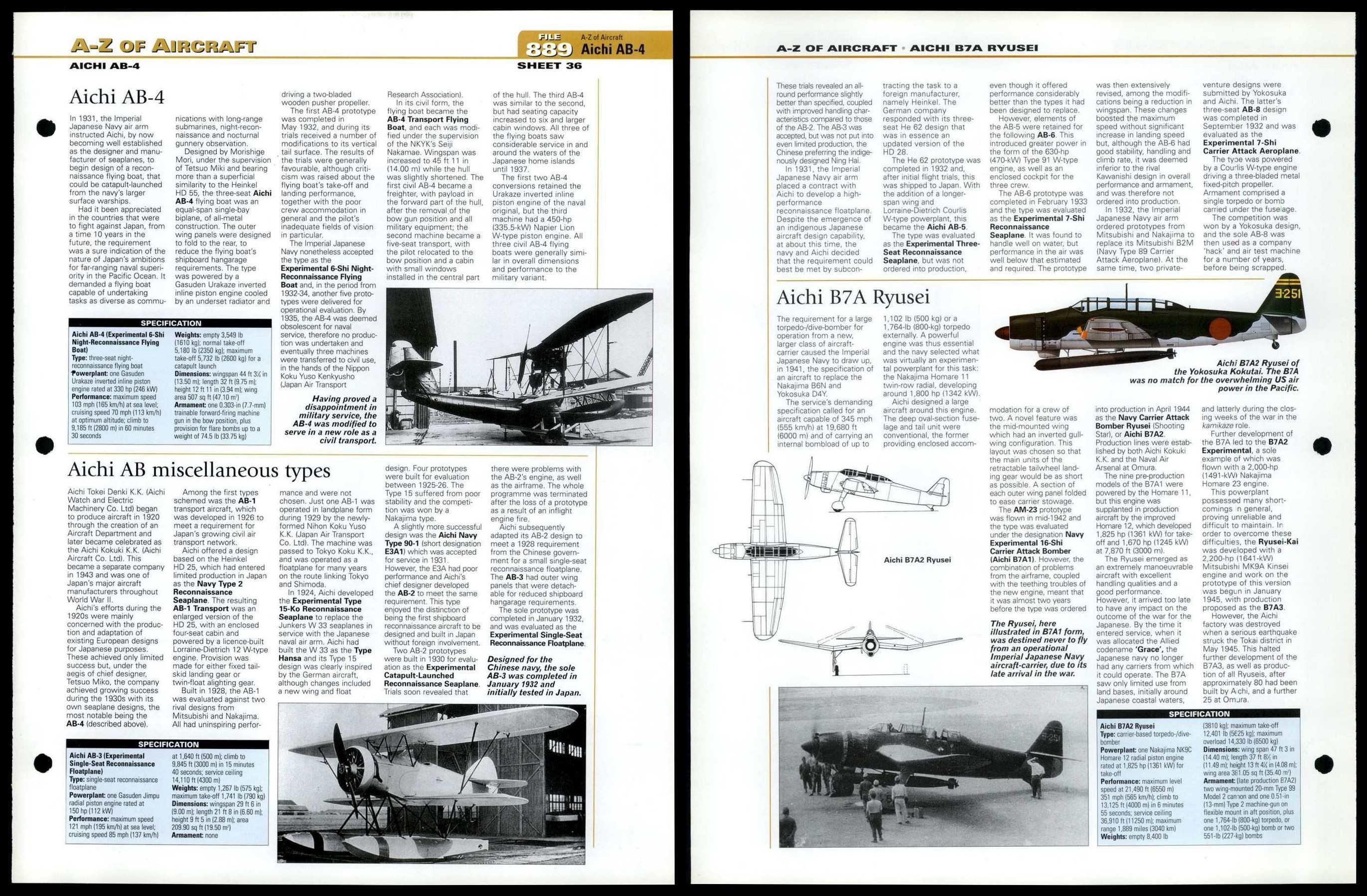 Aichi AB-4 - Aichi B7A Ryusei - A-Z #889 World Aircraft Information Page