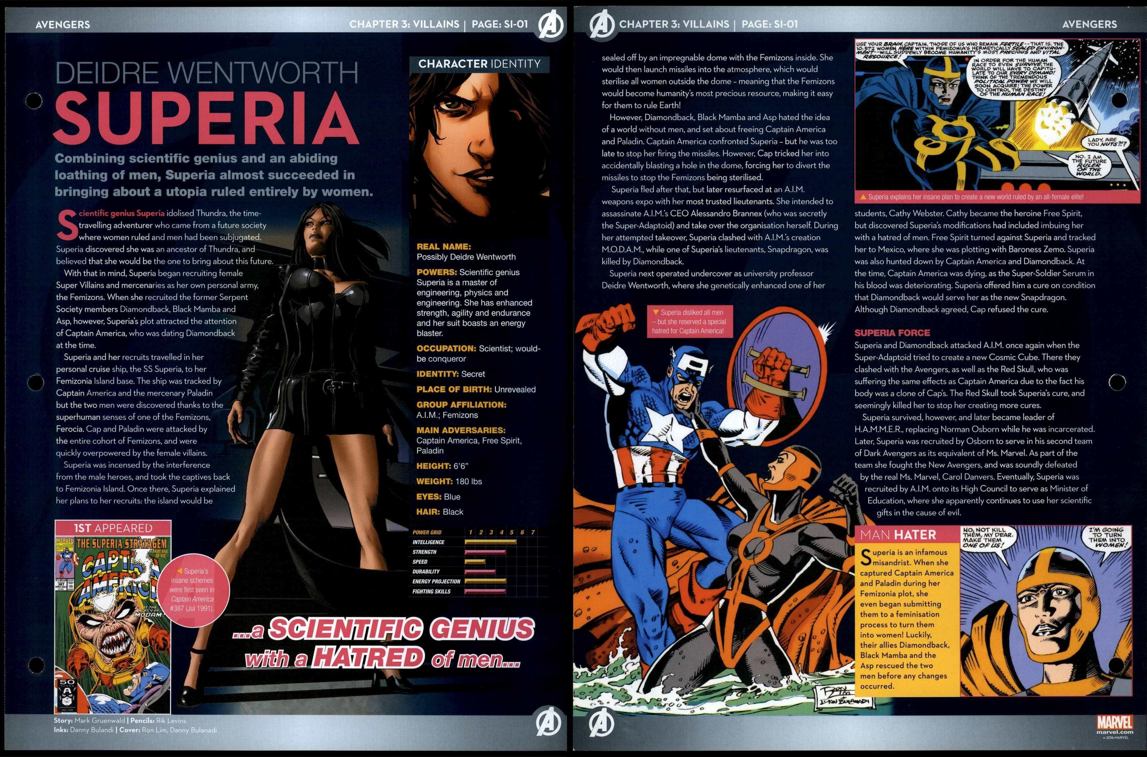 Superia - Deidre Wentworth #SI-01 Villains - Avengers Marvel Fact File Page