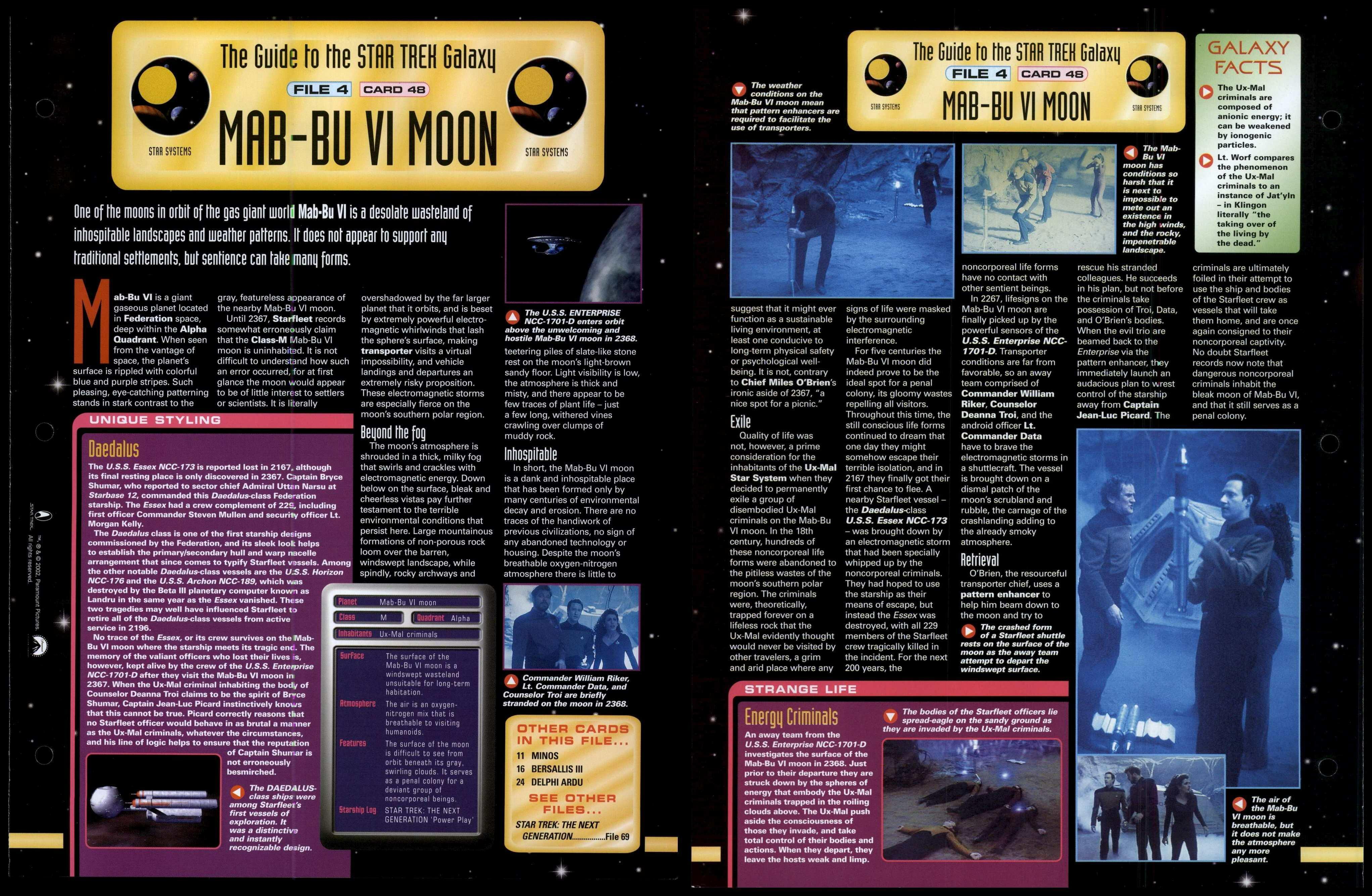 Mab-Bu VI Moon - Star Systems  - Star Trek Fact File Page