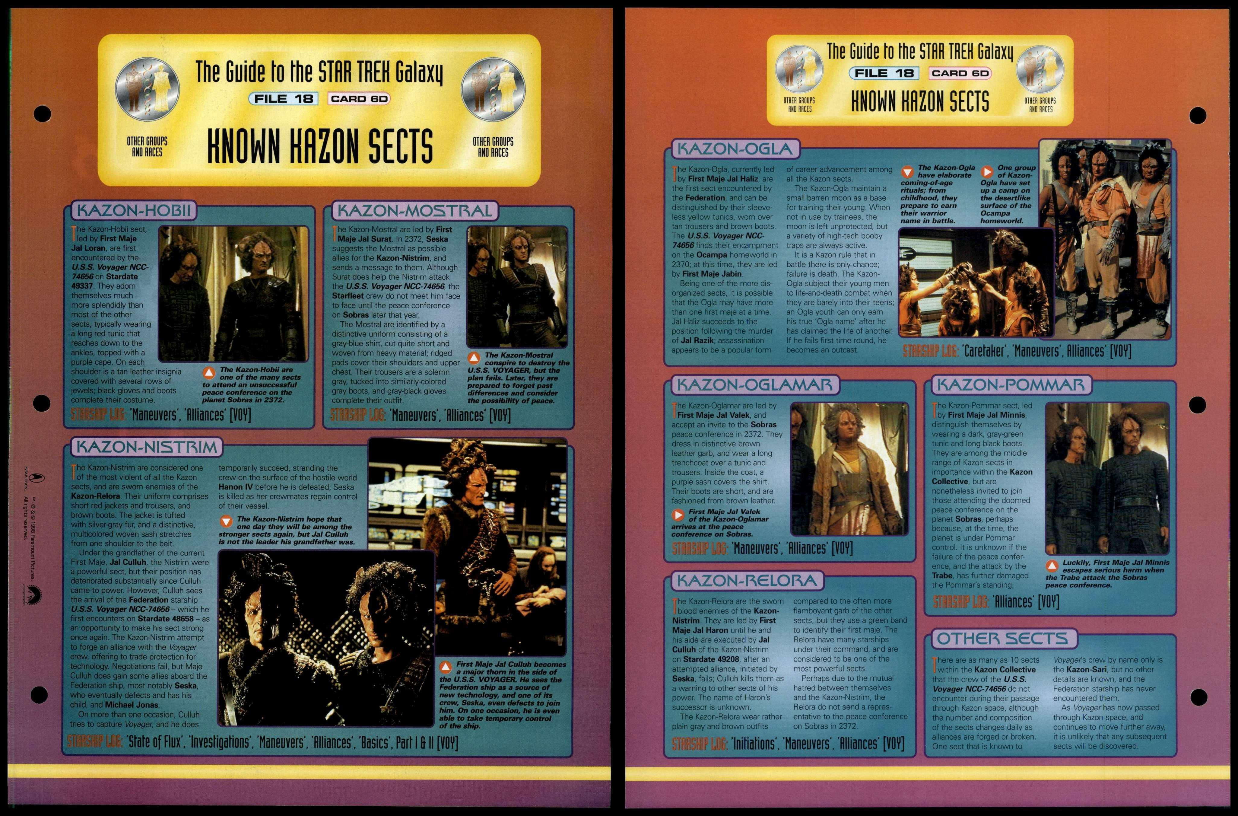 Known Kazon Sects - Other Groups & Races - Star Trek Fact File Page