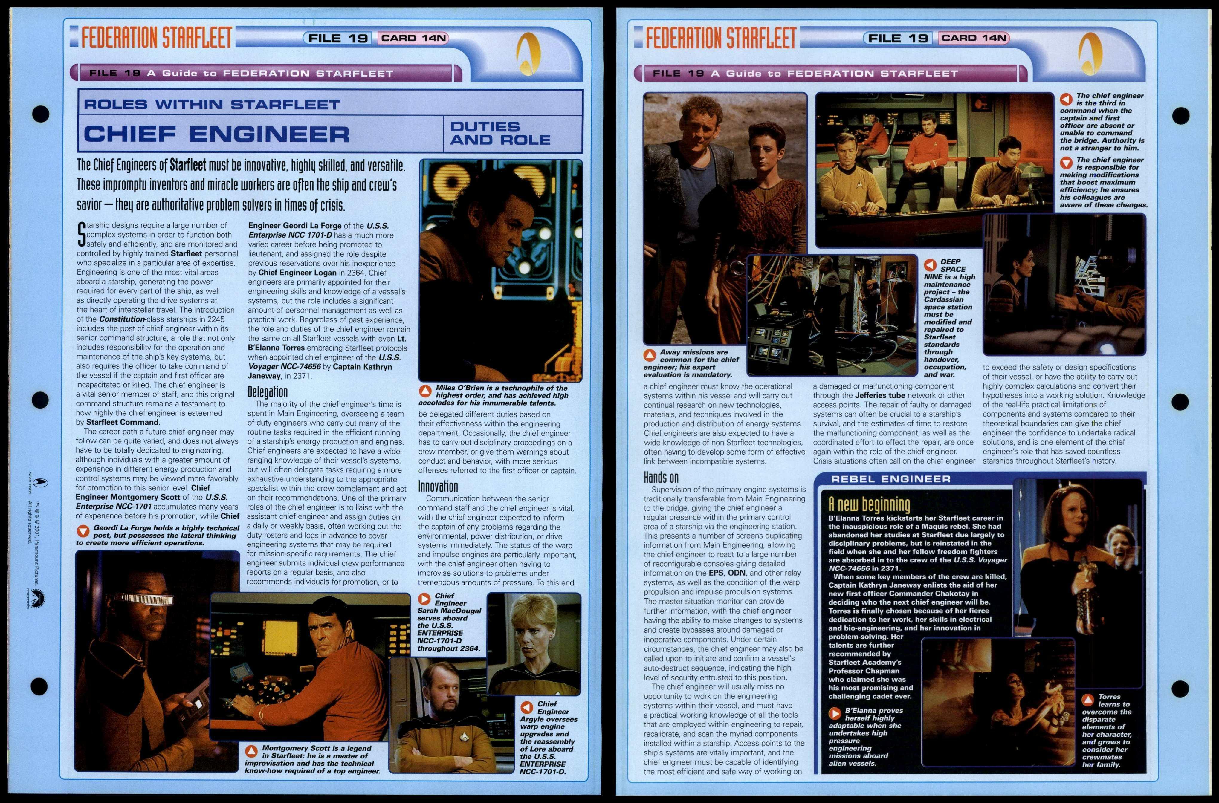 Chief Engineer - Guide Federation Starfleet - Star Trek Fact File Page