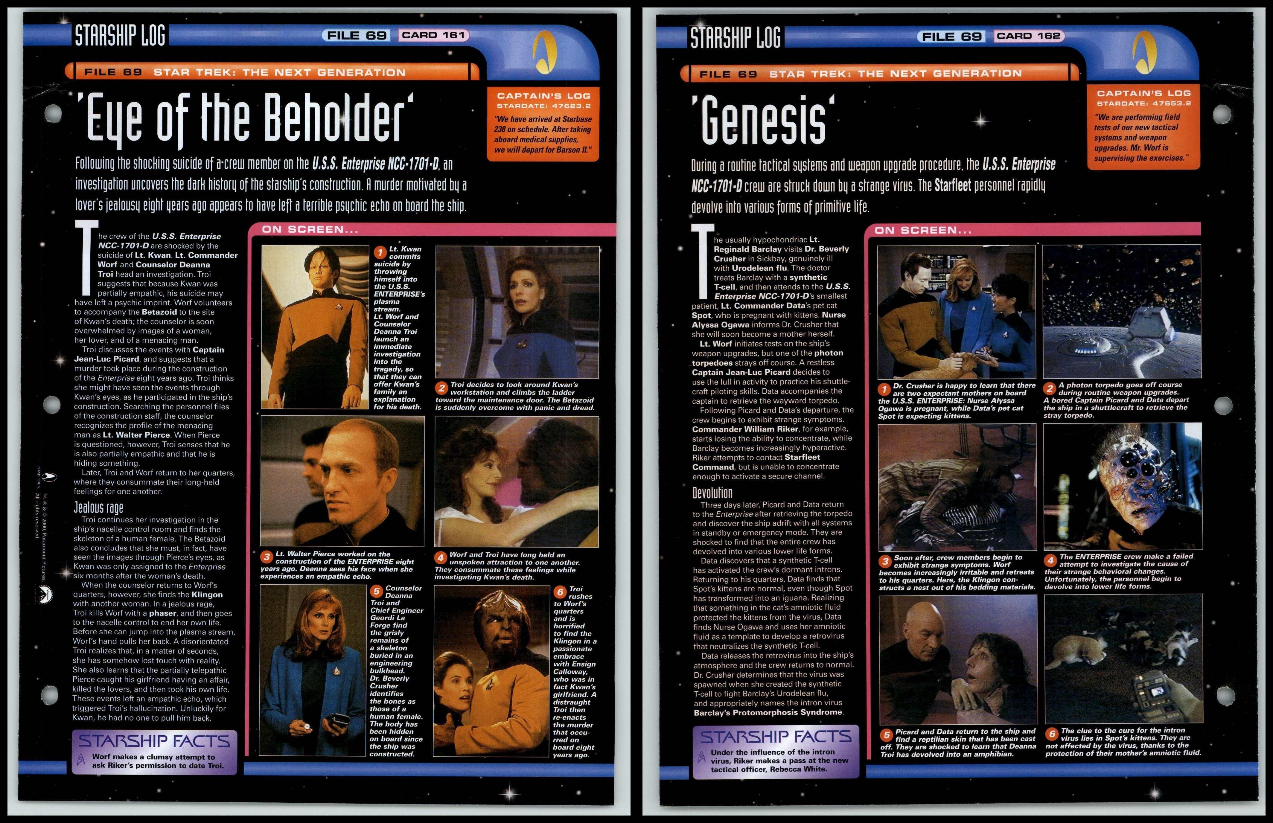 Eye Of The Beholder / Genesis - Next Generation - Star Trek Fact File Page