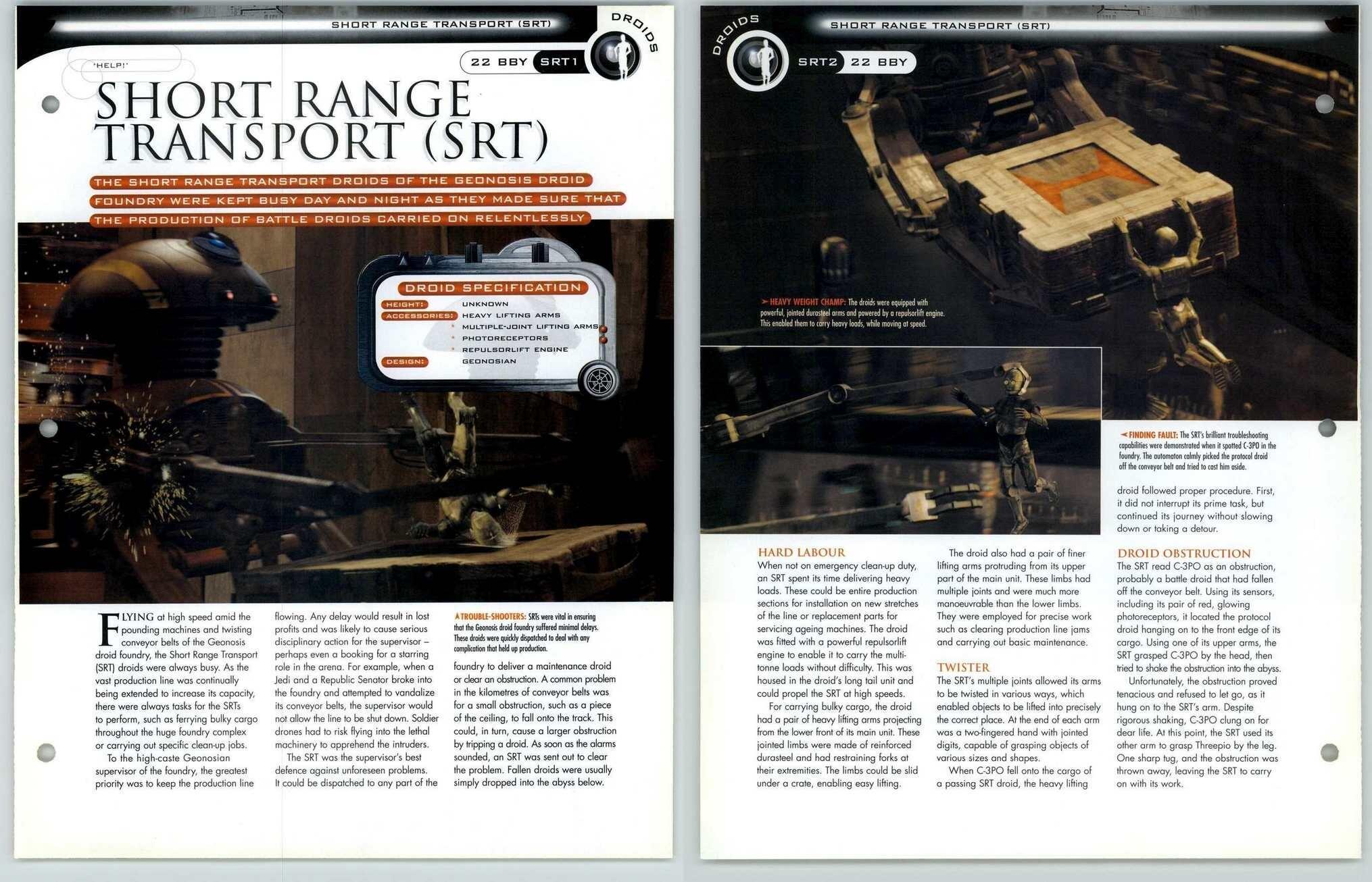 Short Range Transport (SRT) #SRT1-2 - Droids - Star Wars Fact File Page
