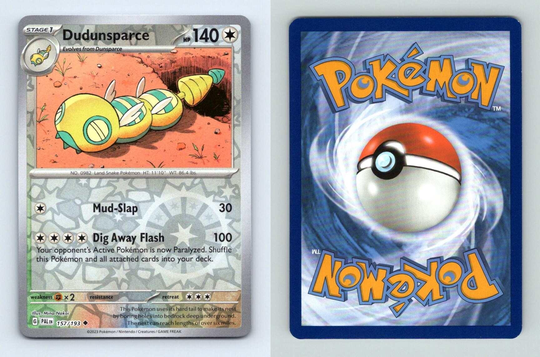 Dudunsparce #157 SV Paldea Evolved Reverse Holo Uncommon Pokemon 2023 TCG Card