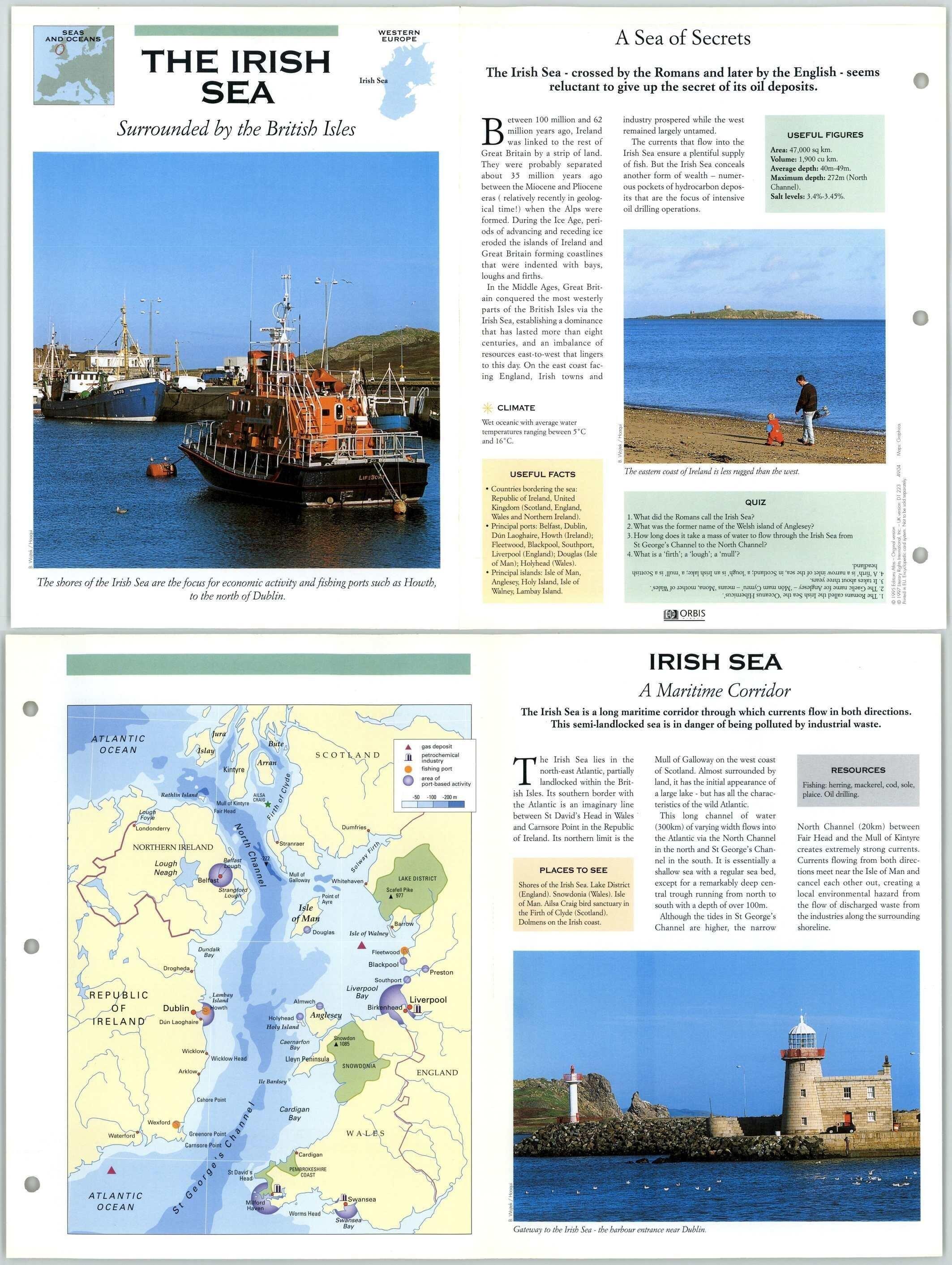 The Irish Sea - Seas & Oceans - Atlas Of The World - Fact File Fold-Out ...