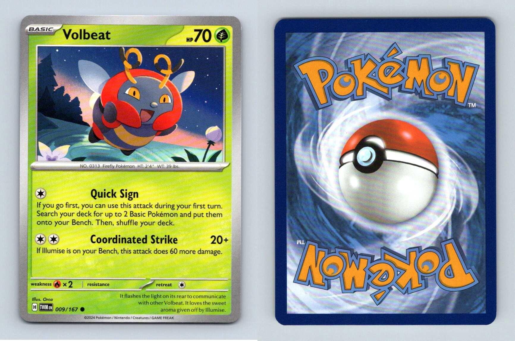 Volbeat #9/167 SV Twilight Masquerade 2024 Pokemon Common TCG Card