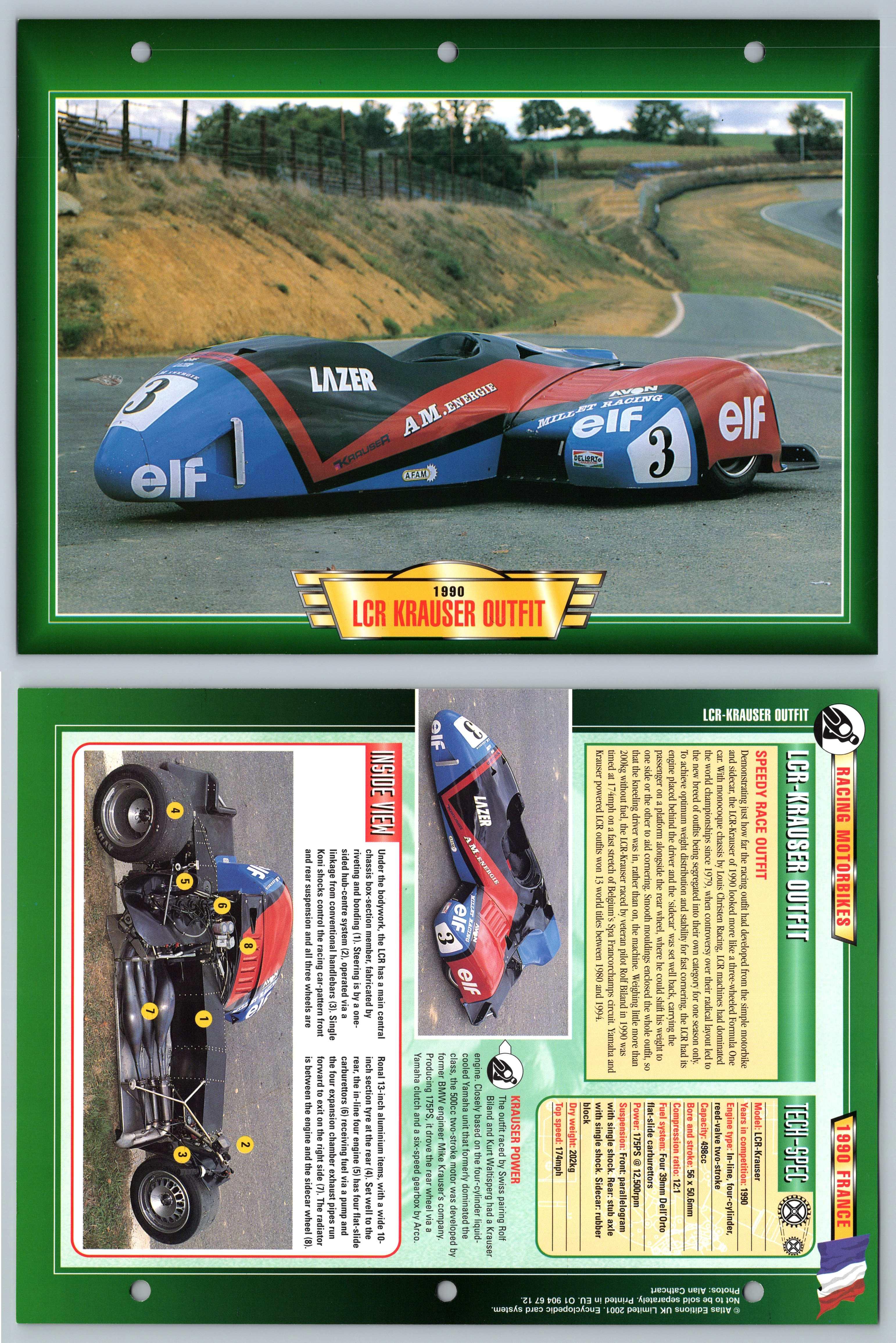 LCR Krauser Outfit - 1990 - Racing - Atlas Motorbike Fact File Card