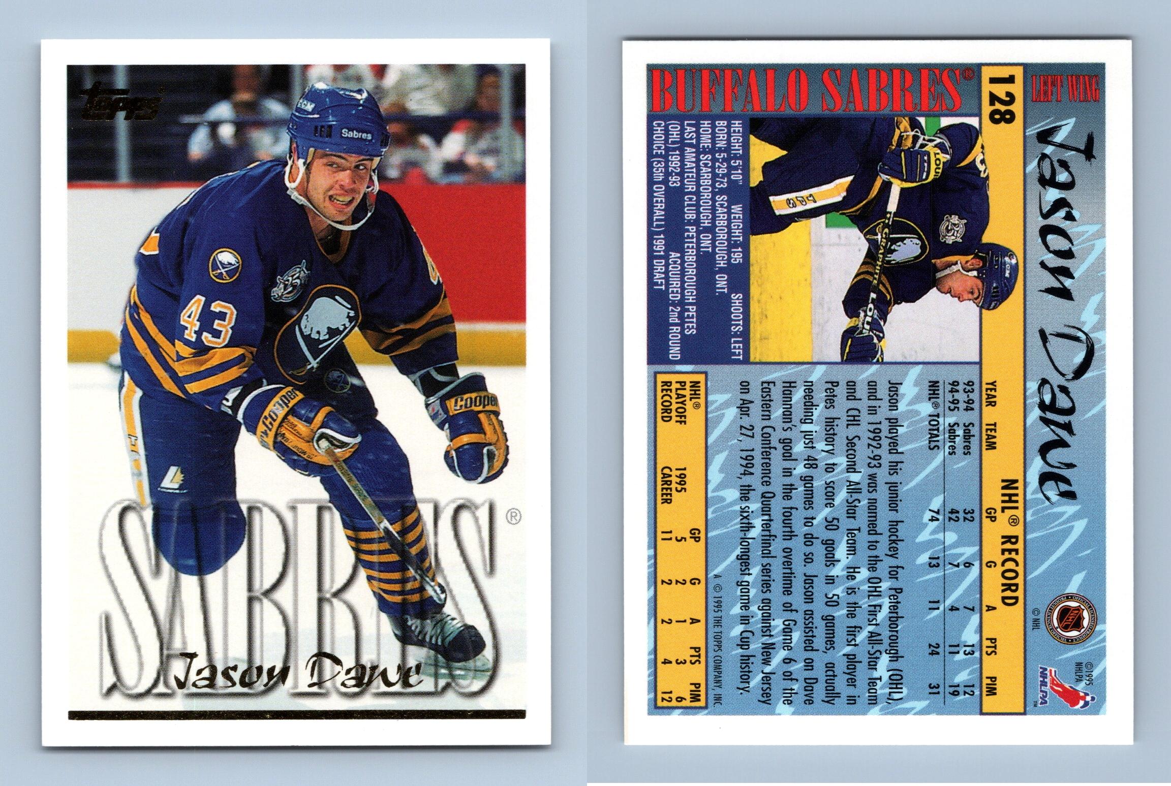 Jason Dawe - Sabres #128 Topps 1995-96 Ice Hockey Trading Card