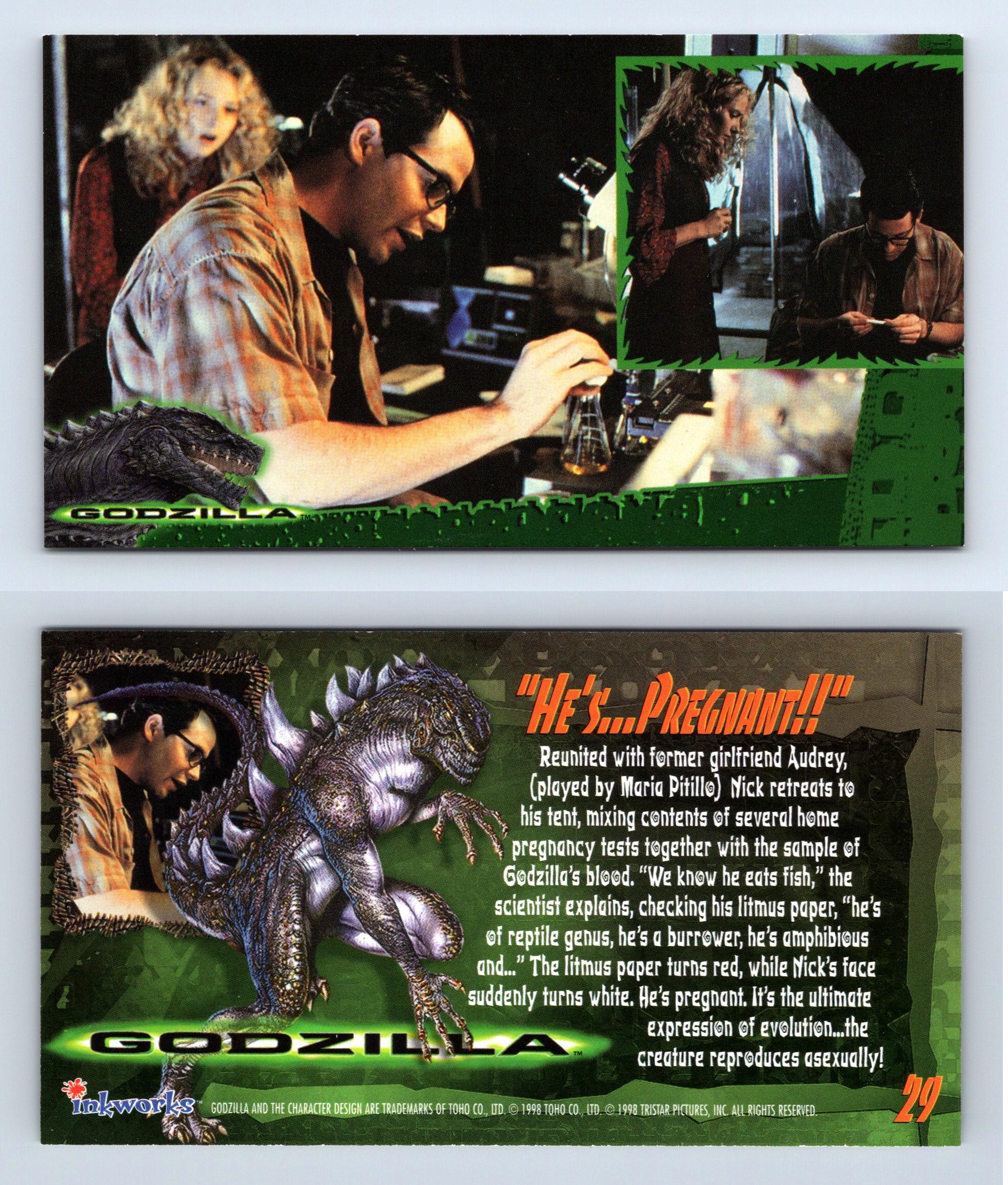 He's .. Pregnant #29 Godzilla 1998 Inkworks Supervue Trading Card