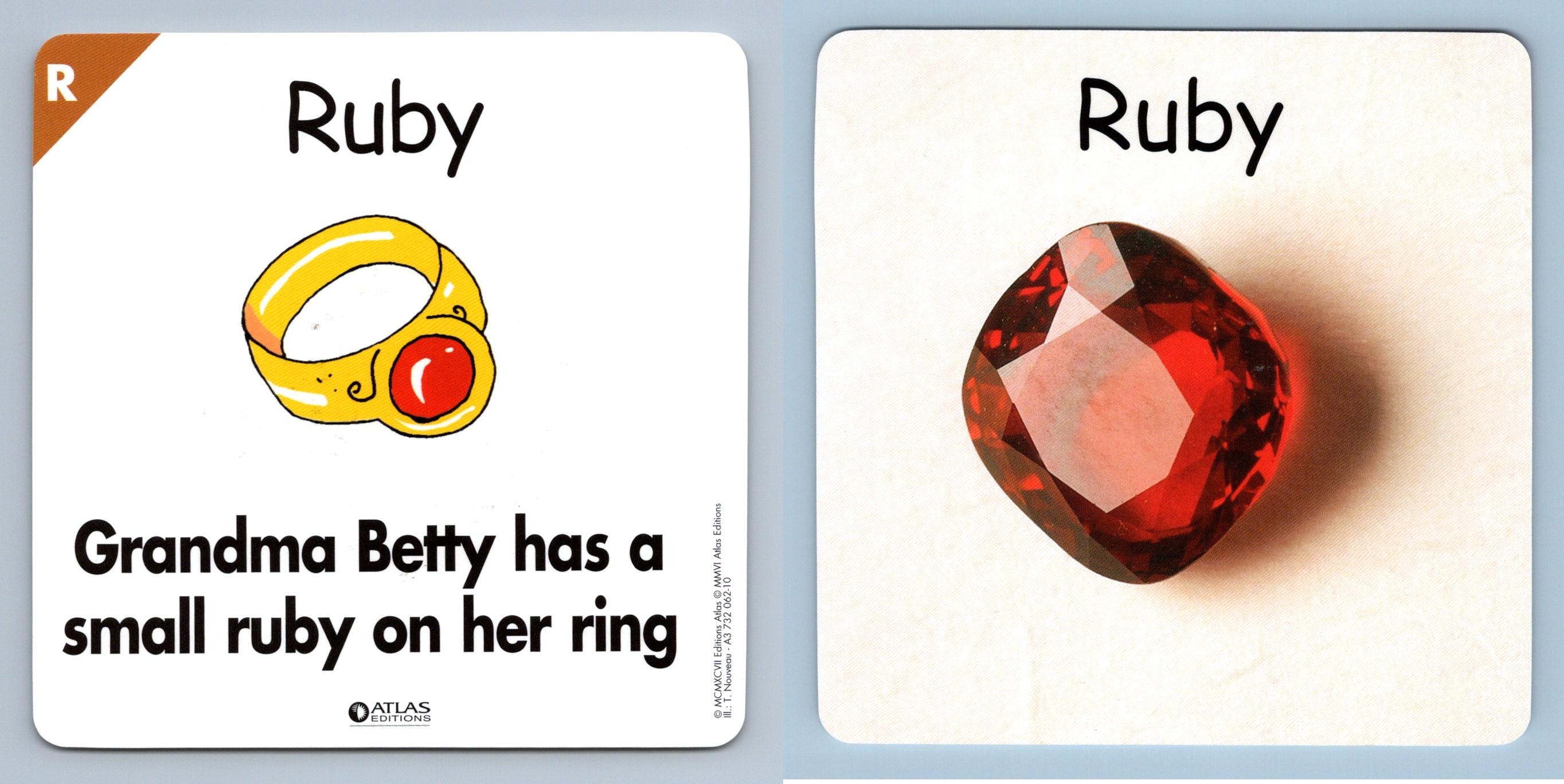Ruby - R - Atlas Editions Play & Learn Flash Card