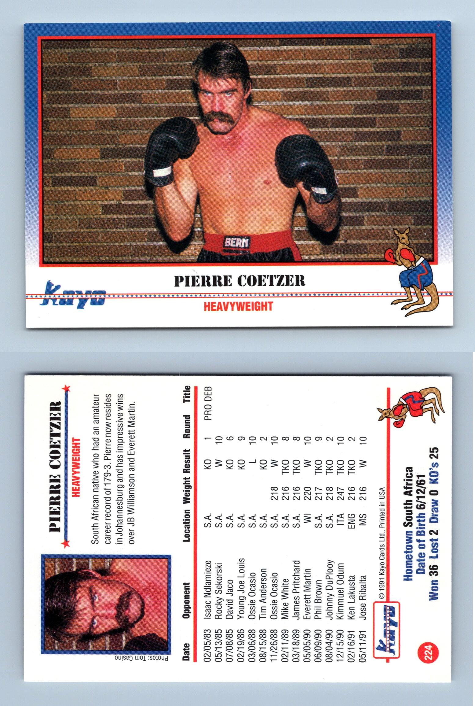 Pierre Coetzer #224 Kayo Boxing 1991 Trading Card