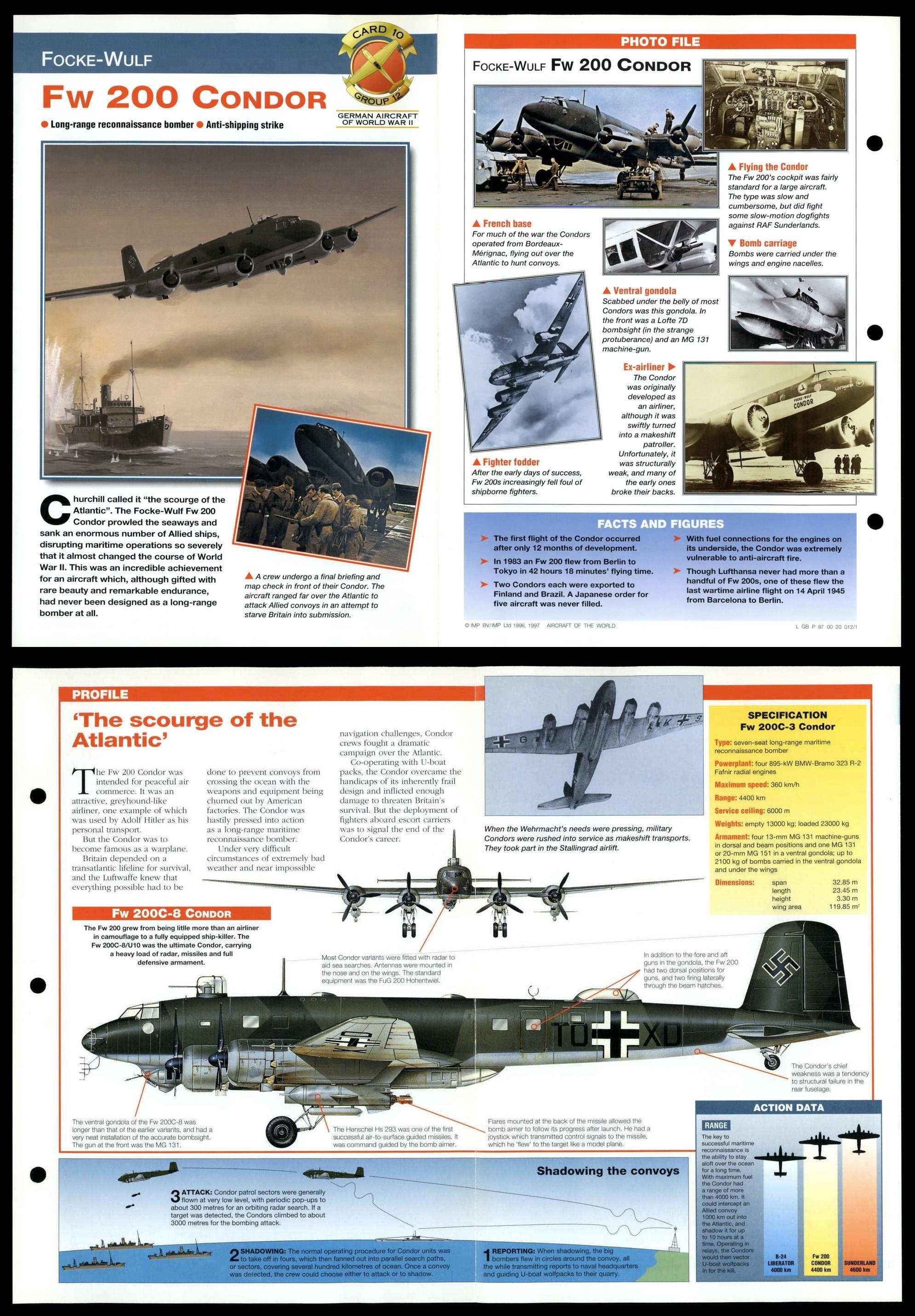 FW 200 Condor #10 German WWII Aircraft Of The World Fold-Out Card