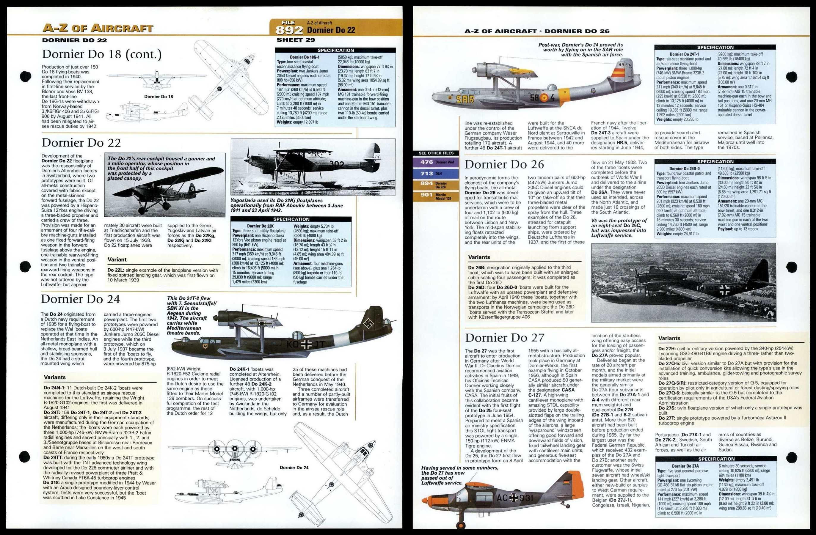 Dornier Do 18 - Do 27 - A-Z #892 World Aircraft Information Page