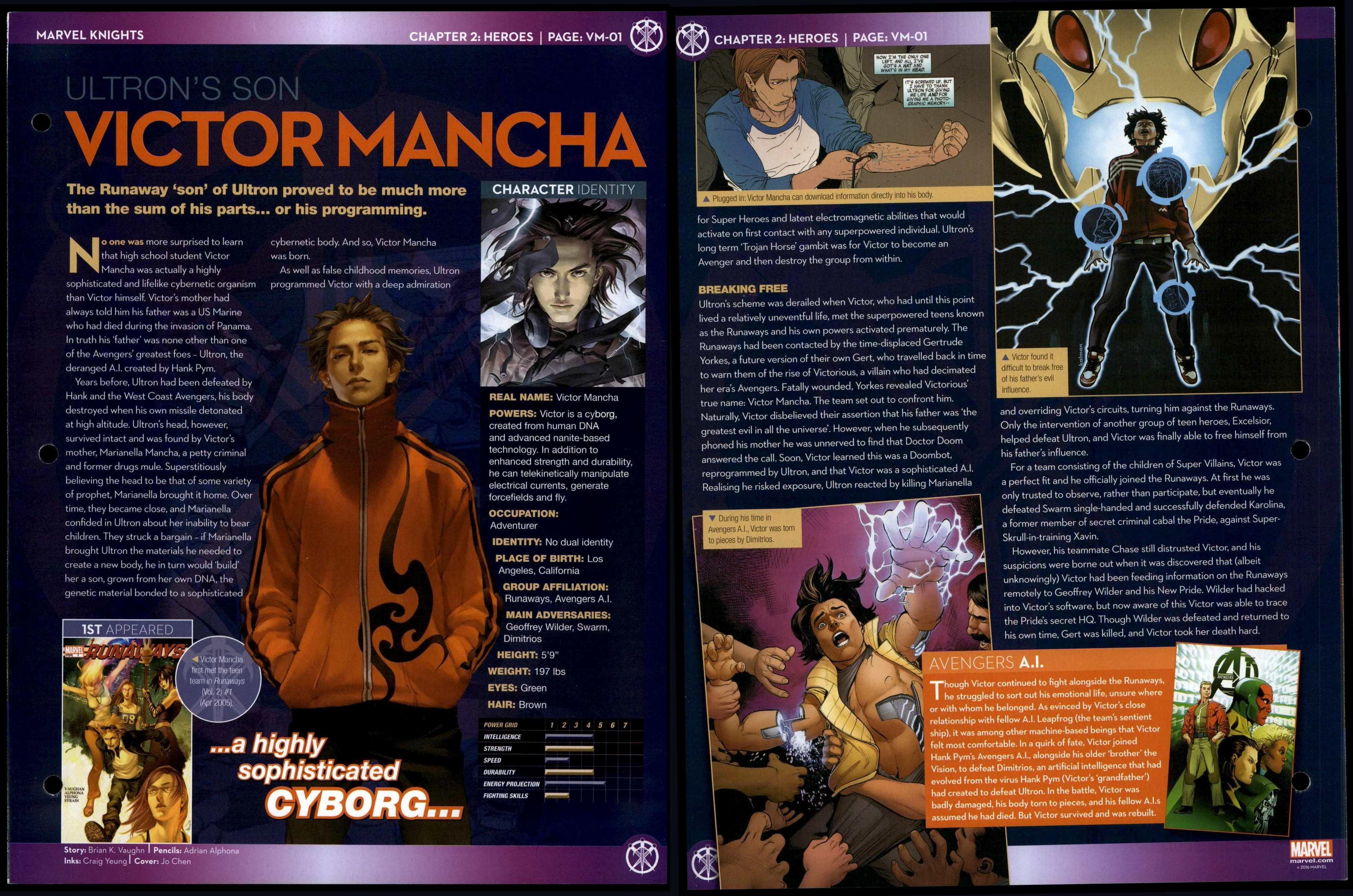 Victor Mancha - Ultron's Son #VM-01 Heroes - Marvel Knights Fact File Page