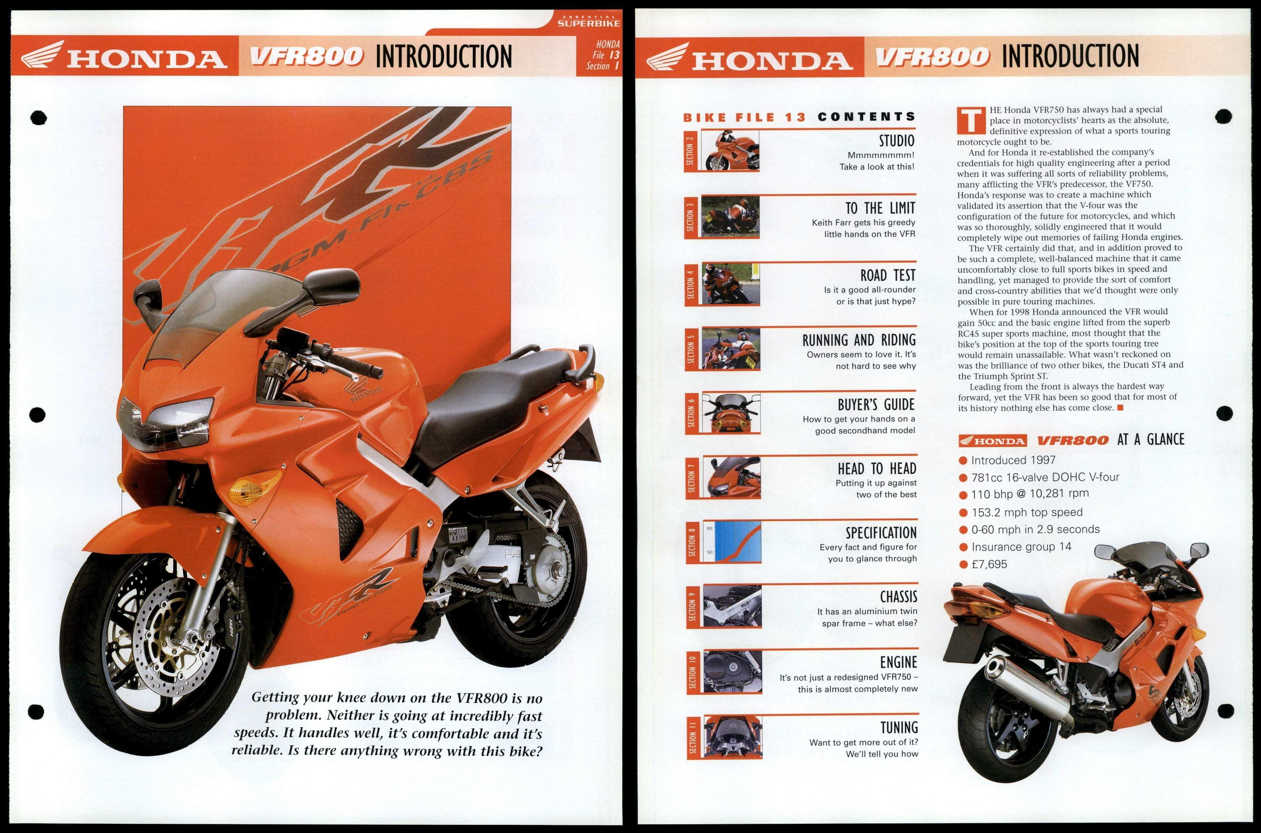 Honda VFR800 - Introduction - Essential Superbike Data File Page