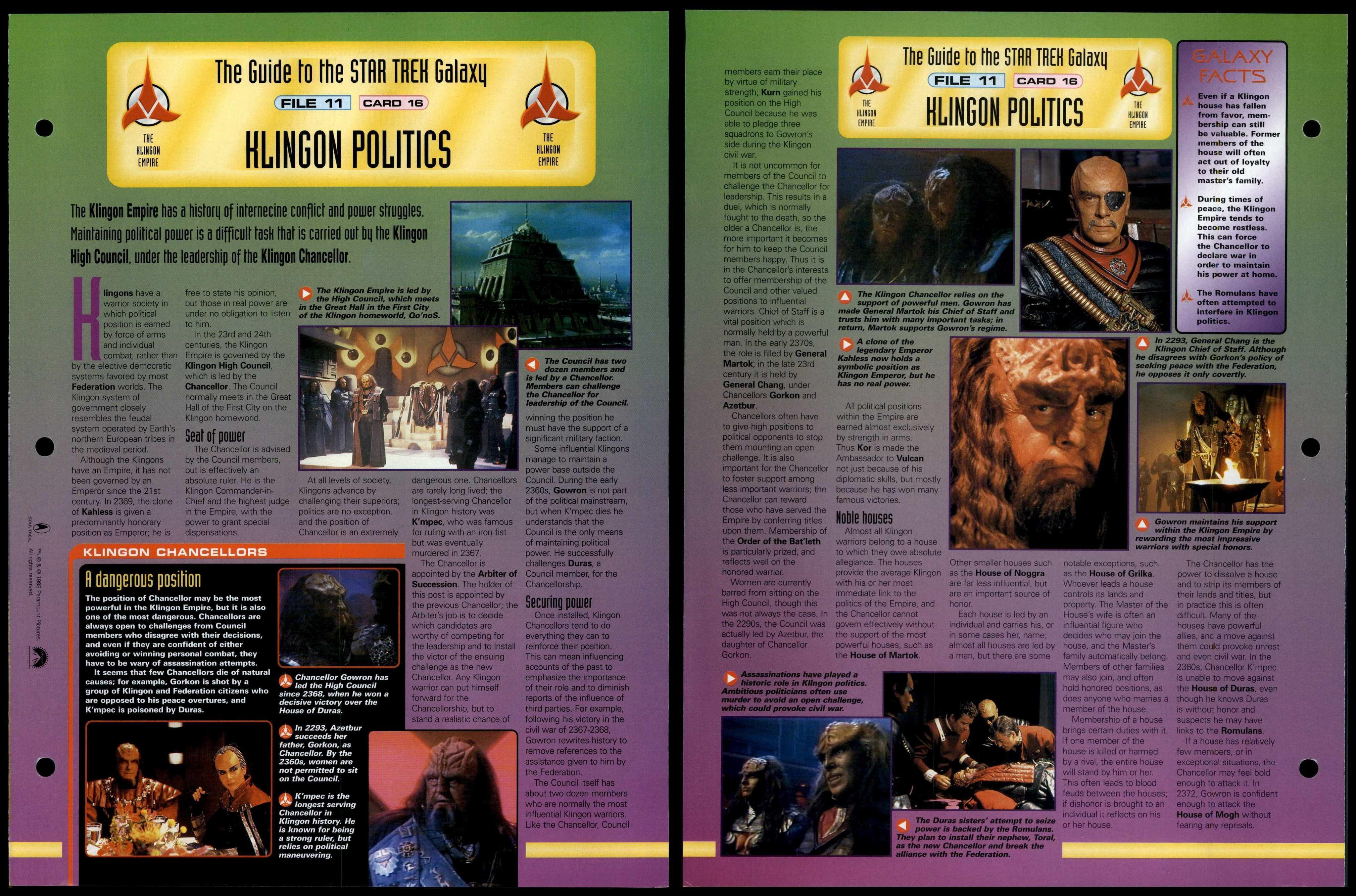Klingon Politics - The Klingon Empire - Star Trek Fact File Page