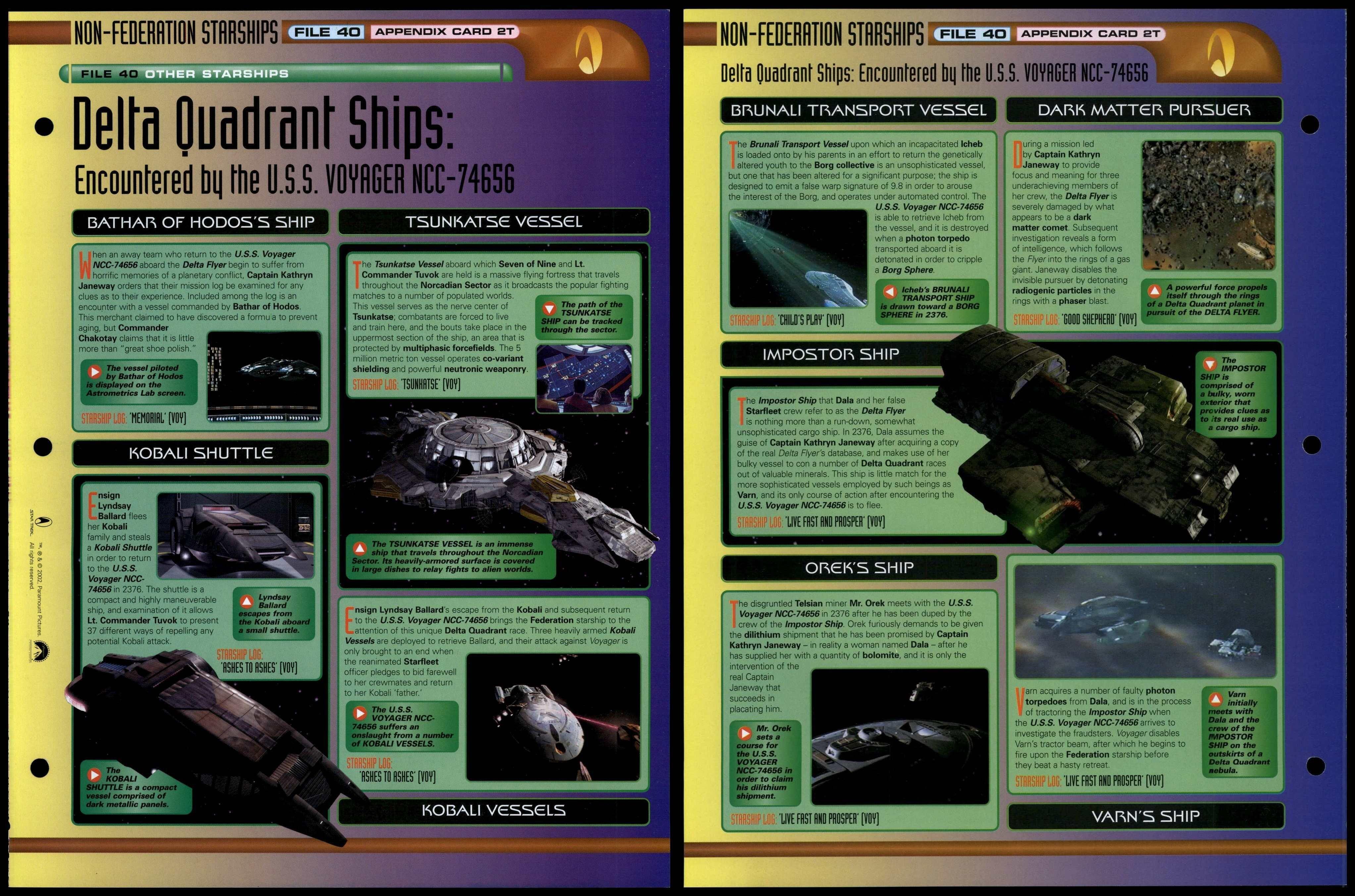 Delta Quadrant Ships #App2T - Other Starships - Star Trek Fact File Page
