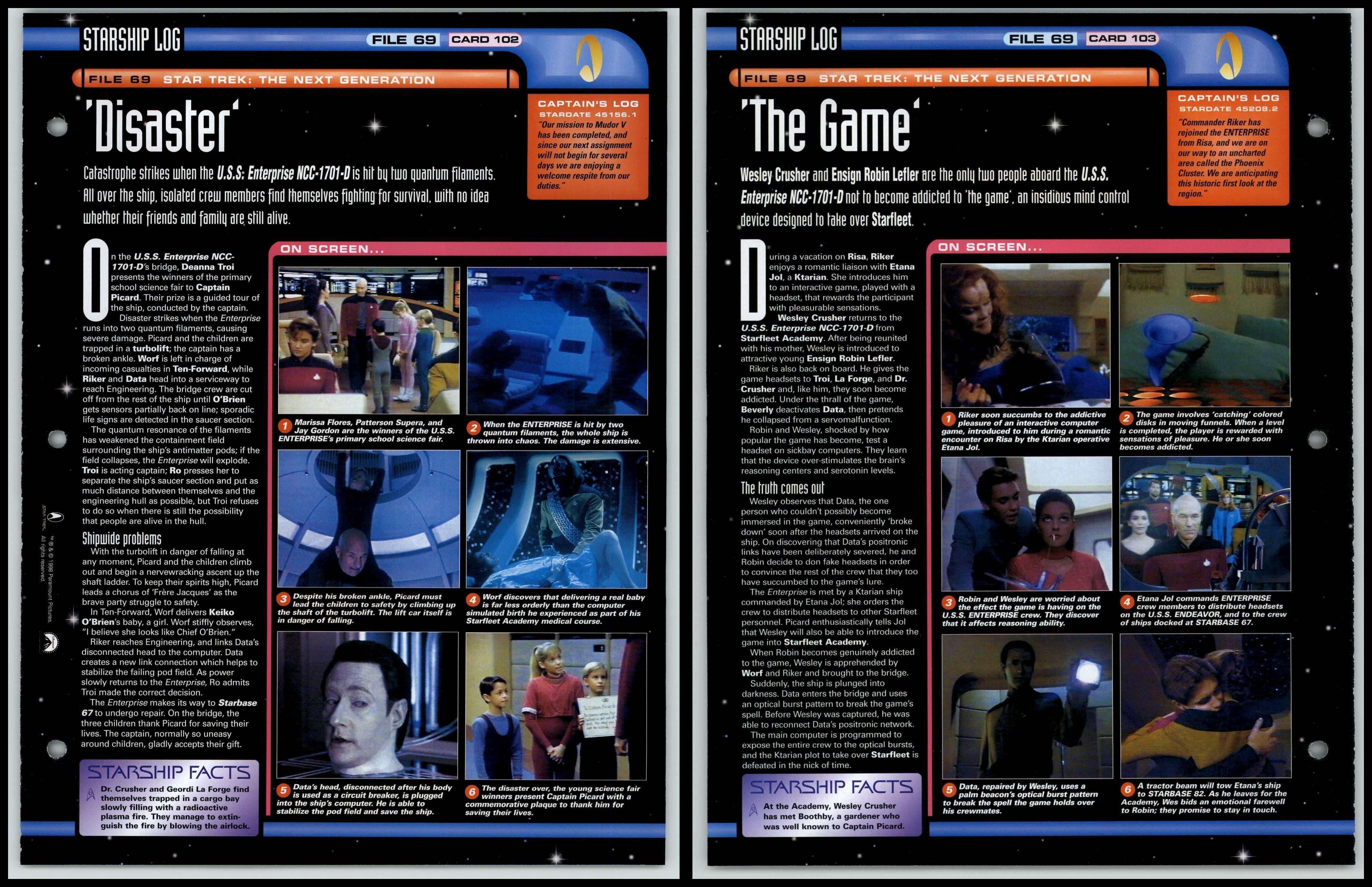 Disaster / The Game - Next Generation - Star Trek Fact File Page
