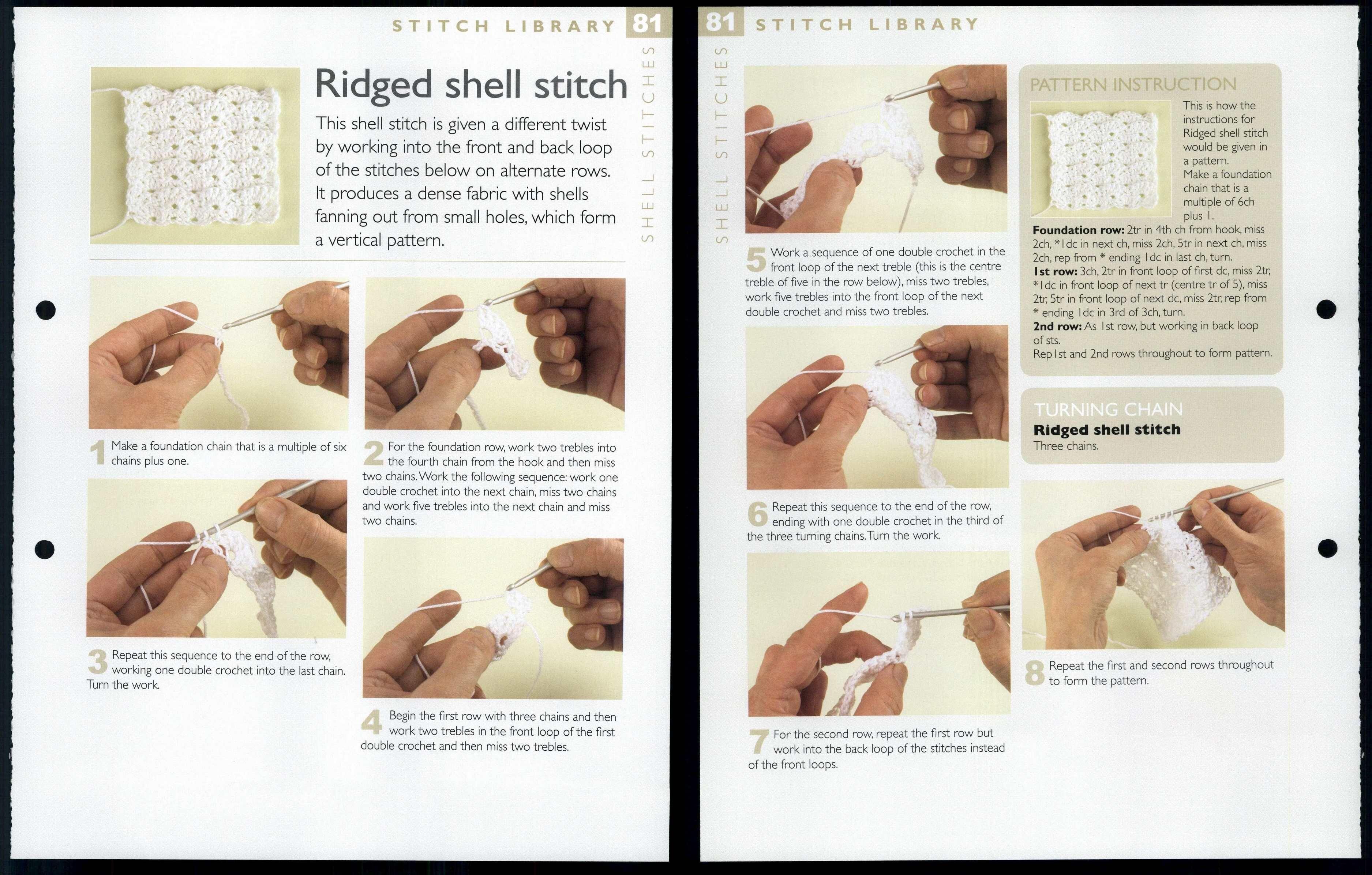 Ridged Shell Stitch #81 Stitch Library - The Art Of Crochet Pattern