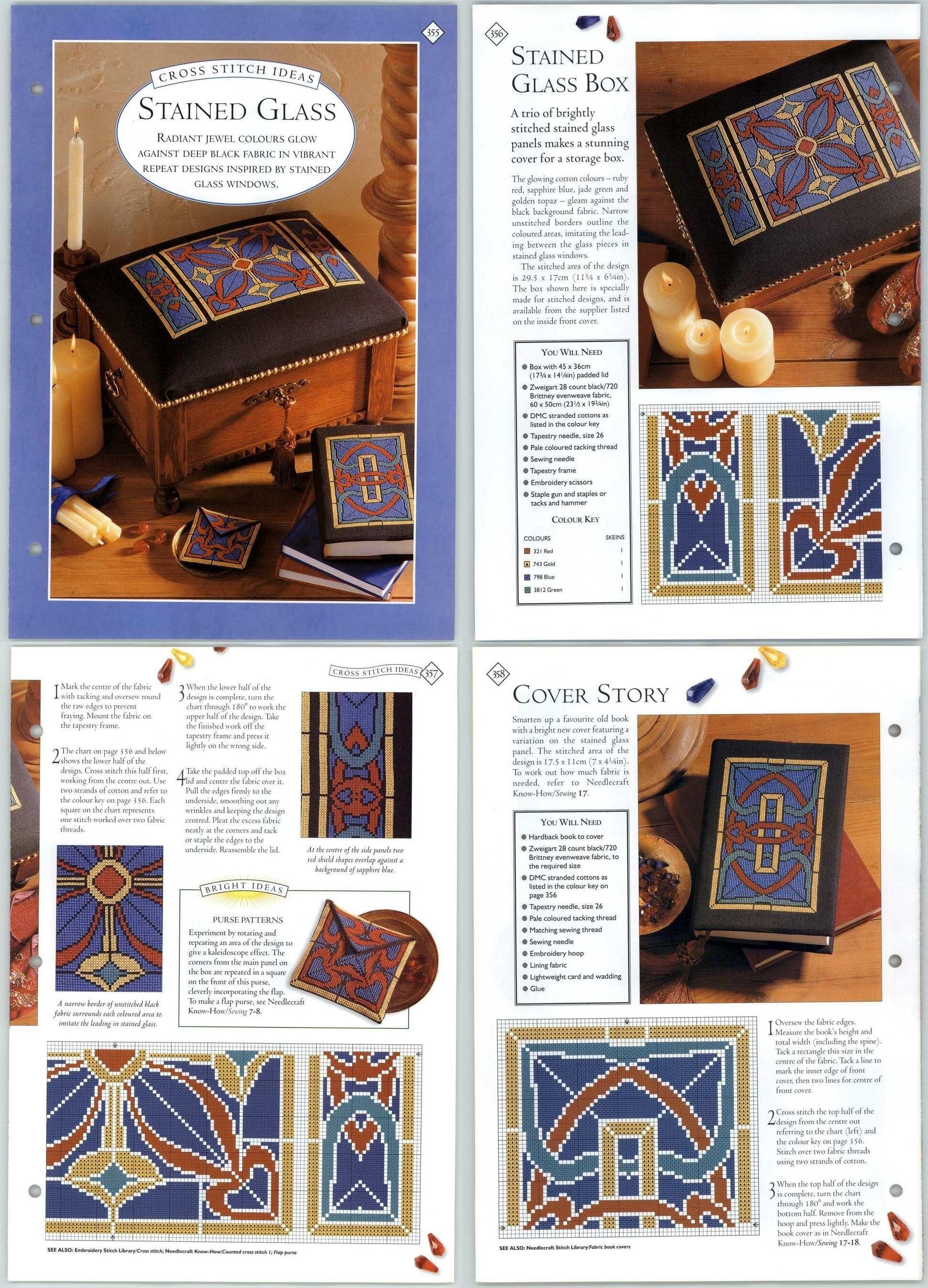 Stained Glass #355-358 Cross Stitch Ideas - Needlecraft Magic 2 Page ...