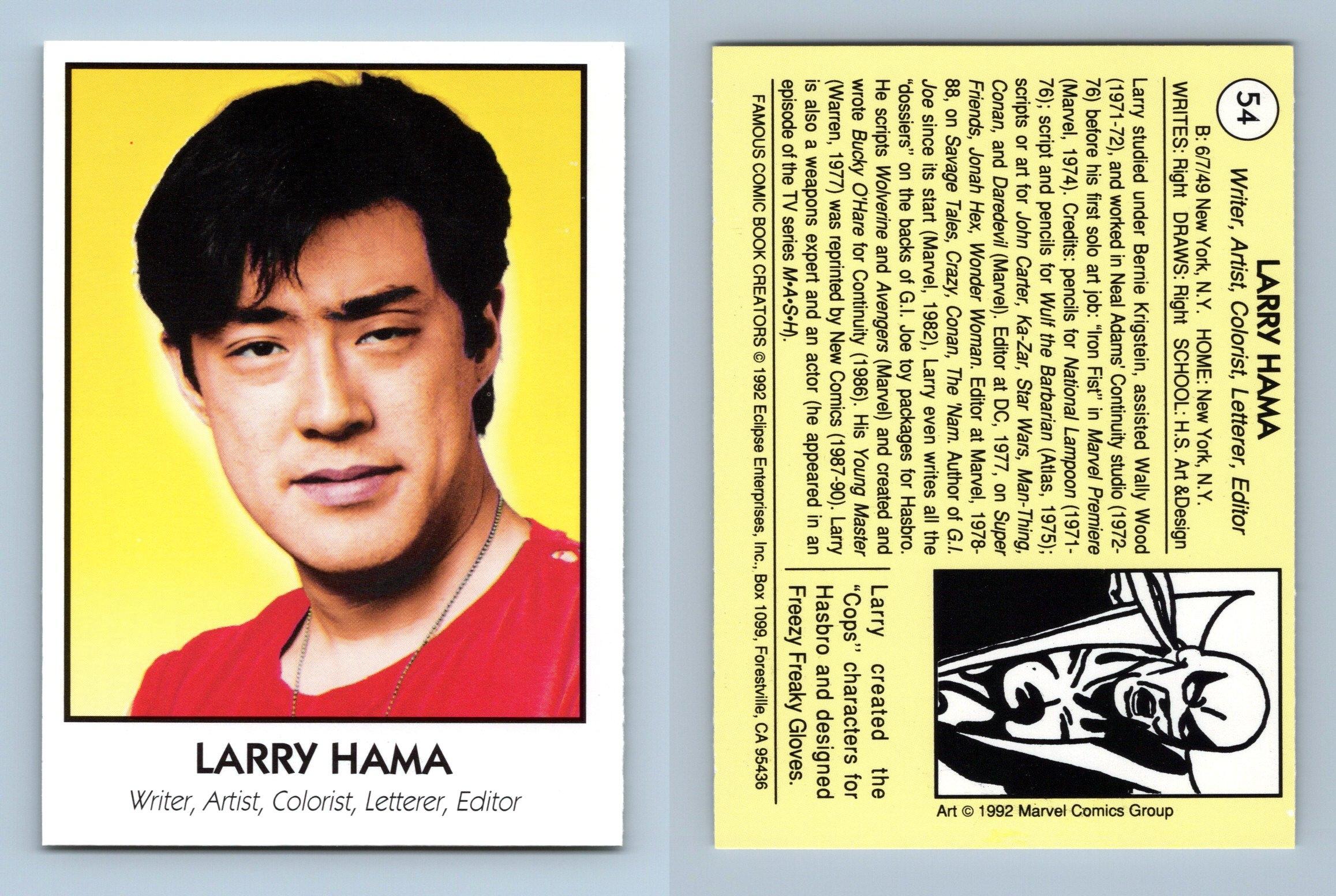 Larry Hama #54 Famous Comic Book Creators 1992 Eclipse Trading Card